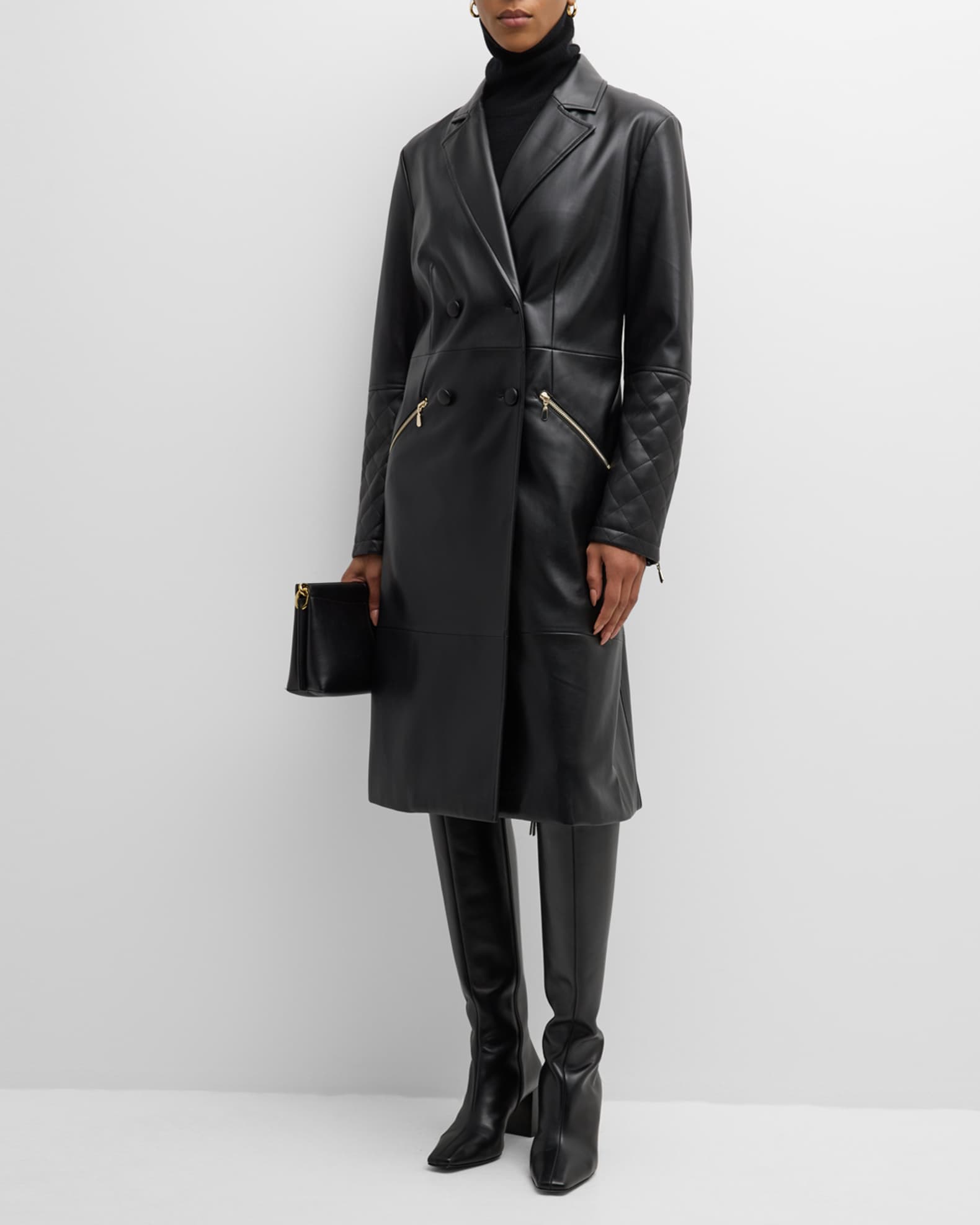 Elie Tahari The Dina Vegan Leather Trench Coat | Neiman Marcus