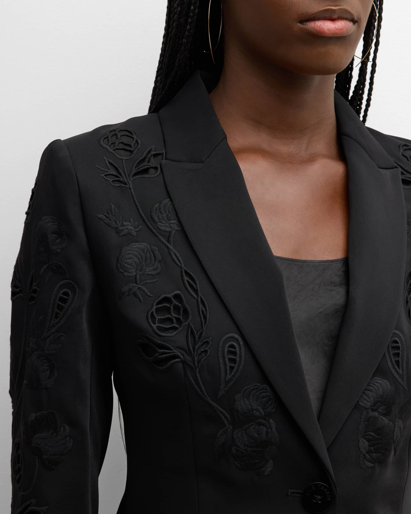 Elie Tahari The Blair Floral-Embroidered Eyelet Blazer | Neiman Marcus