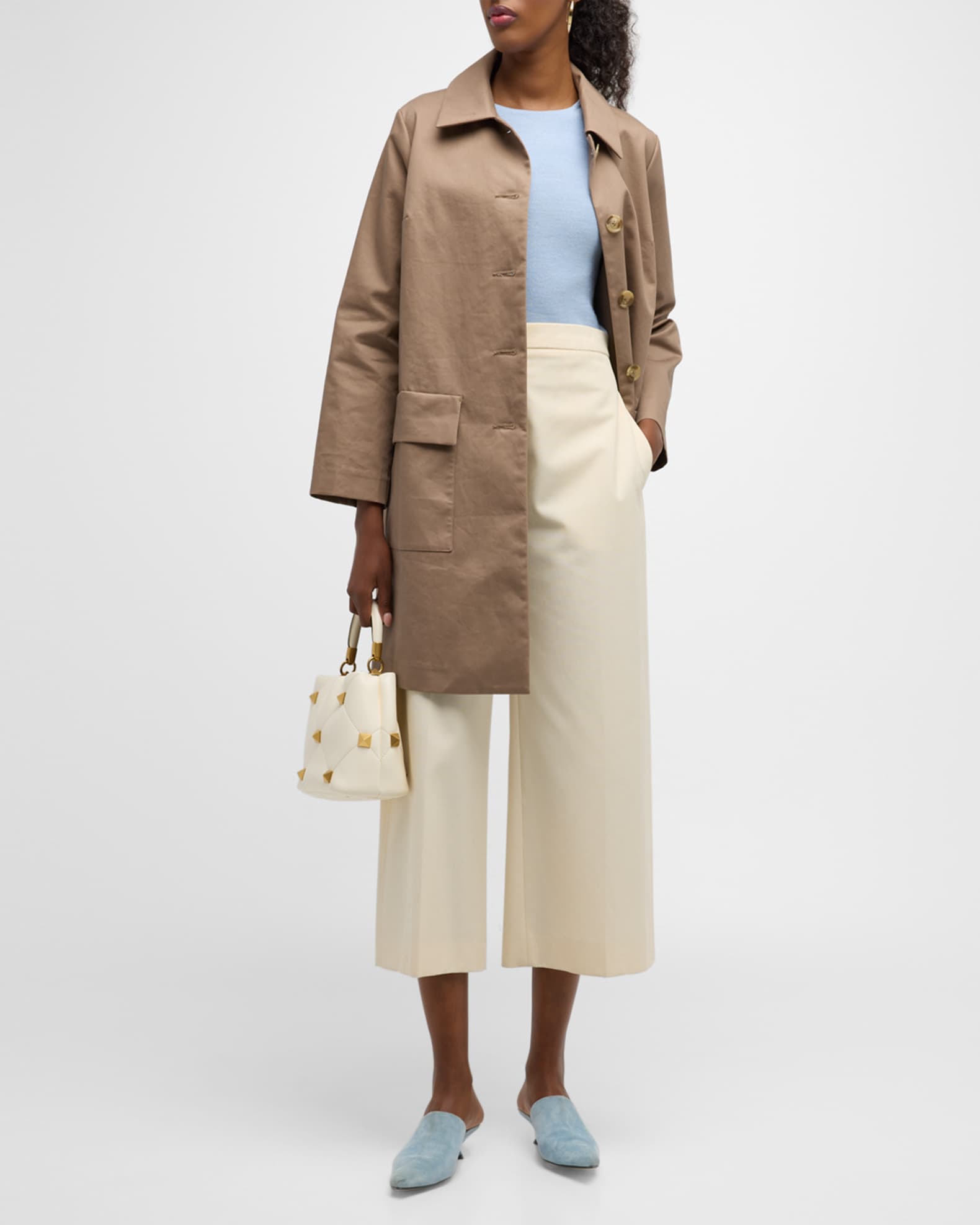 Frances Valentine Colombo Button-Down Coated Cotton Trench Coat ...