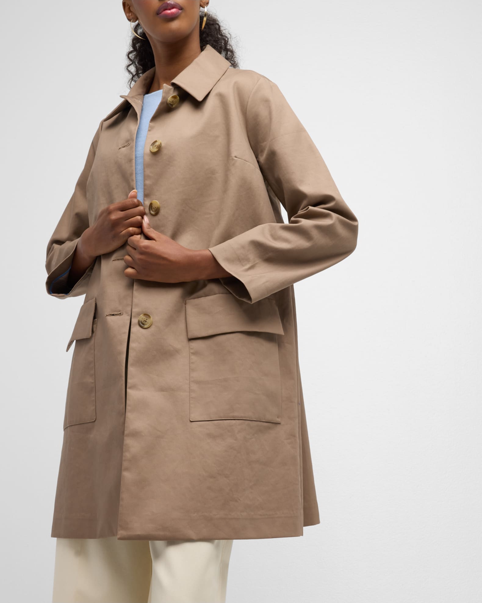 Frances Valentine Colombo Button-Down Coated Cotton Trench Coat ...