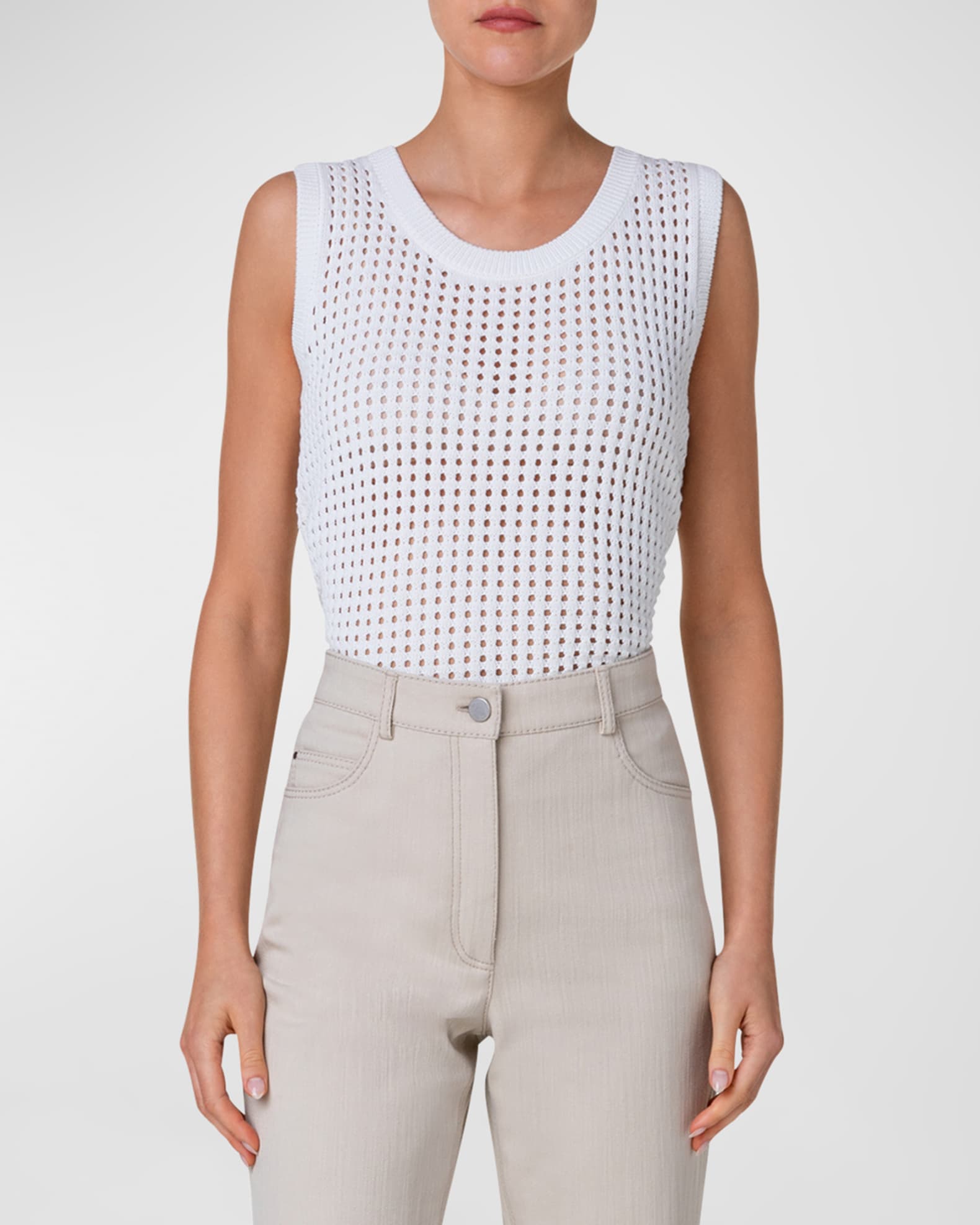 Akris punto Chunky Mesh Knit Boxy Tank Top | Neiman Marcus