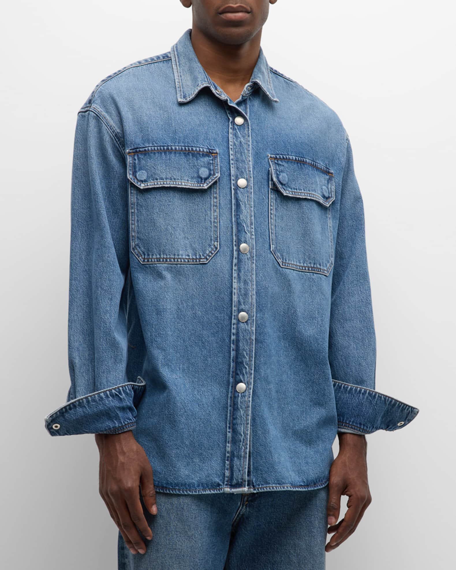 AGOLDE Men's Camryn Snap-Front Denim Shirt | Neiman Marcus