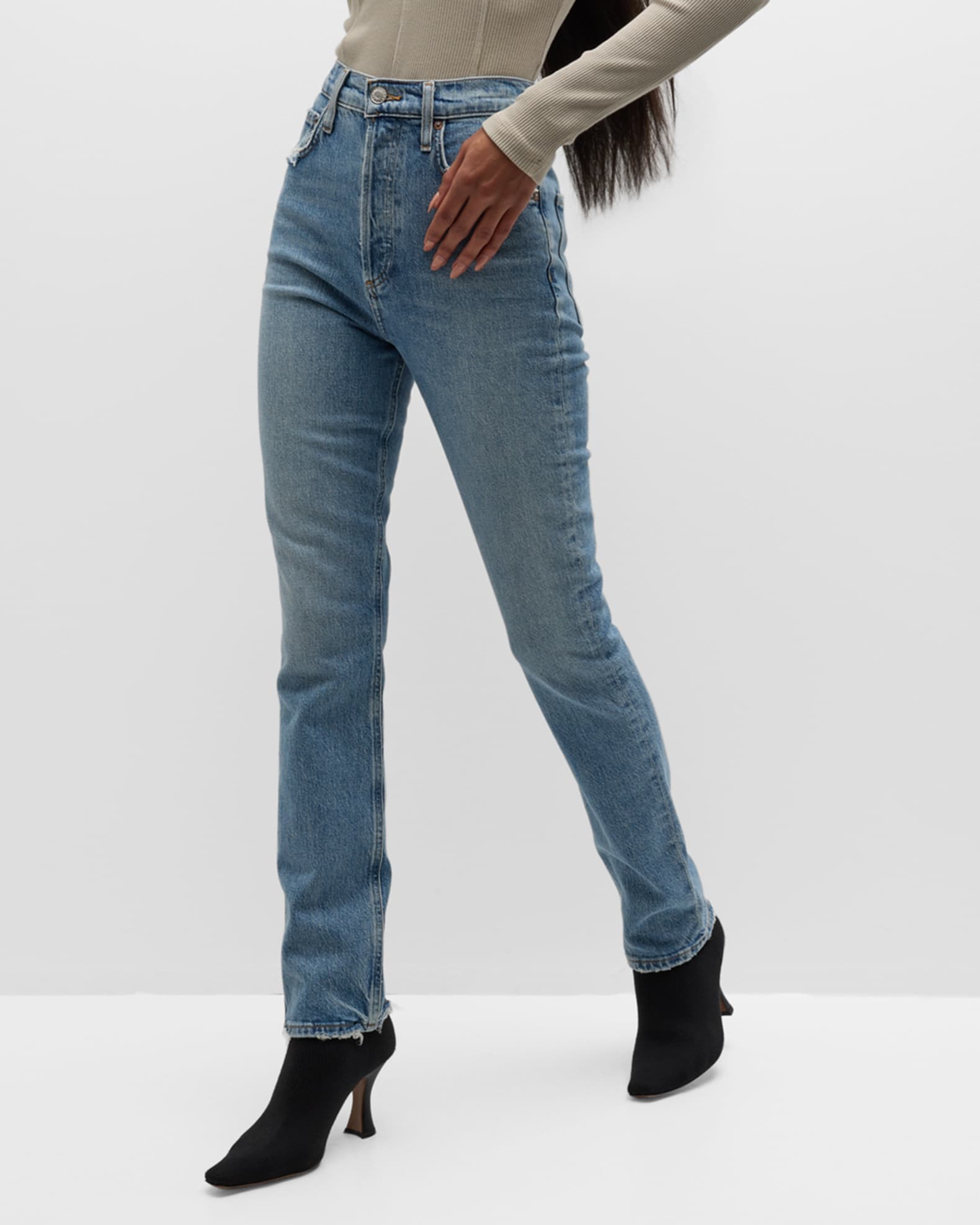 AGOLDE Freya Ultra High Rise Slim Straight Jeans | Neiman Marcus