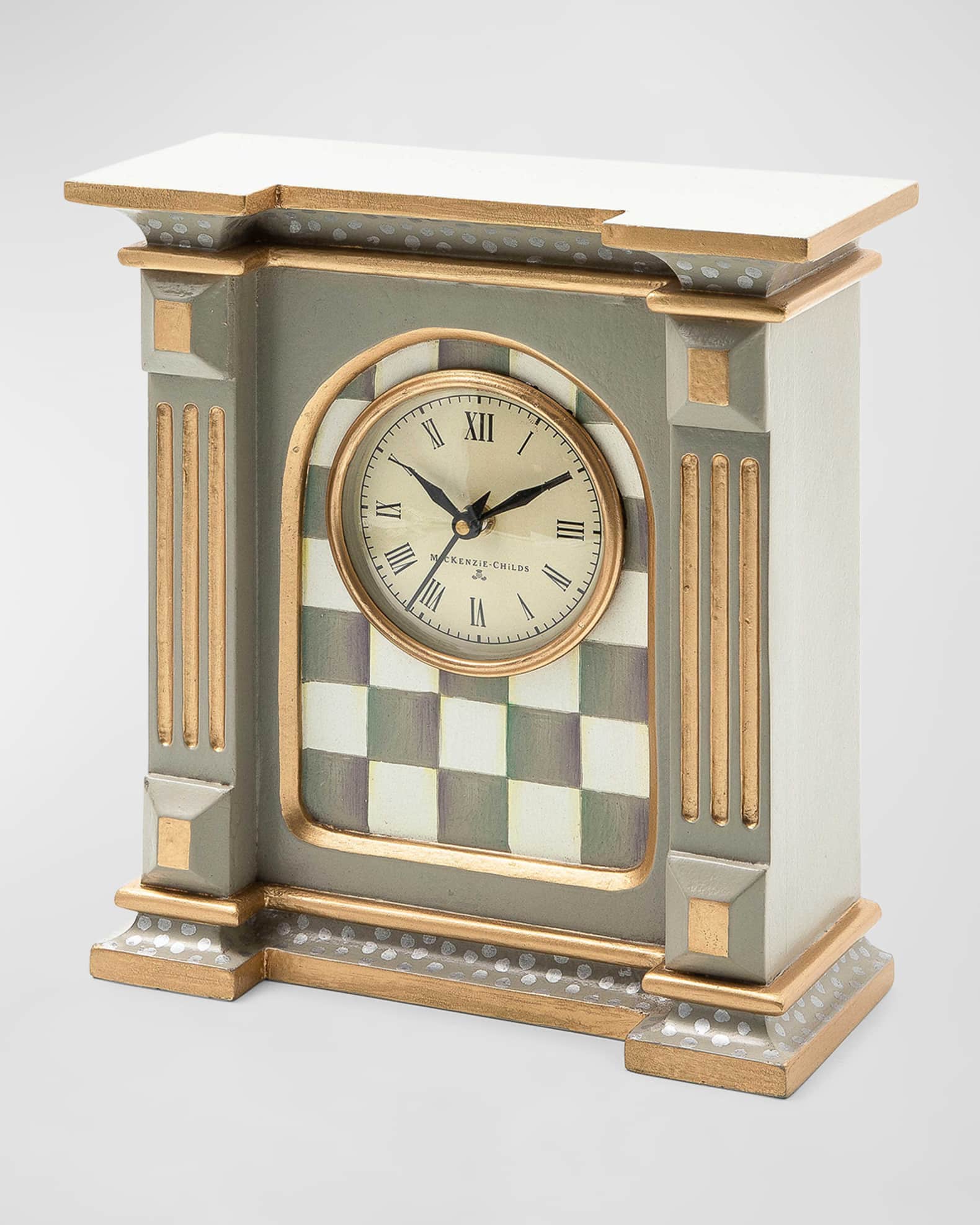 MacKenzie-Childs Sterling Check Mantel Clock | Neiman Marcus