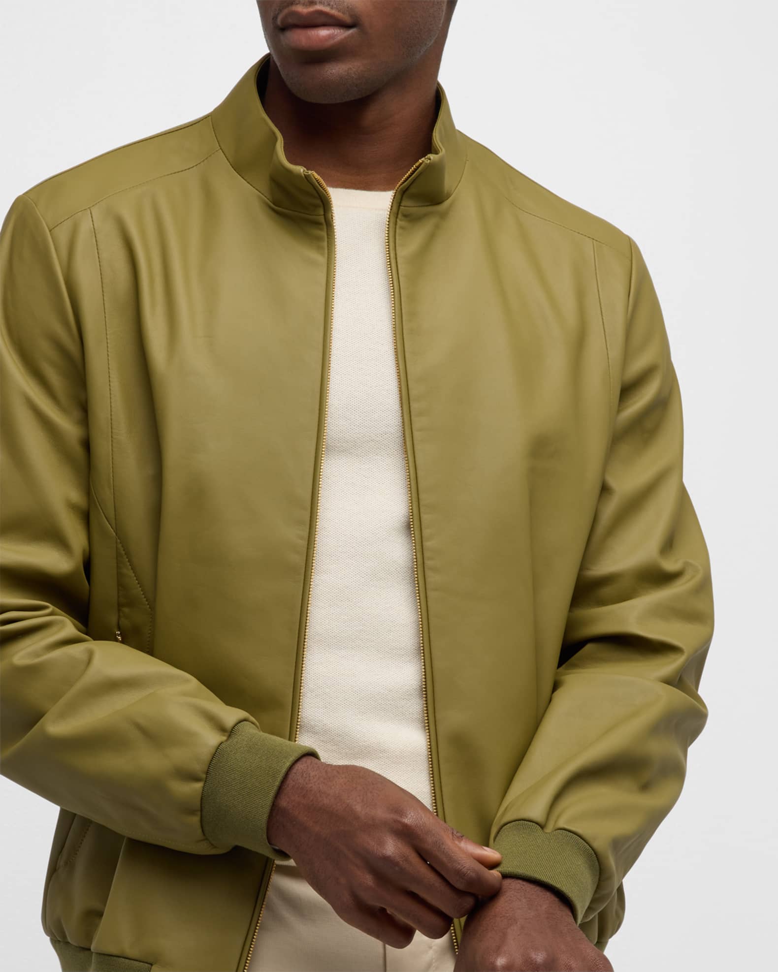 Stefano Ricci Men's Lamb Leather Bomber Jacket | Neiman Marcus