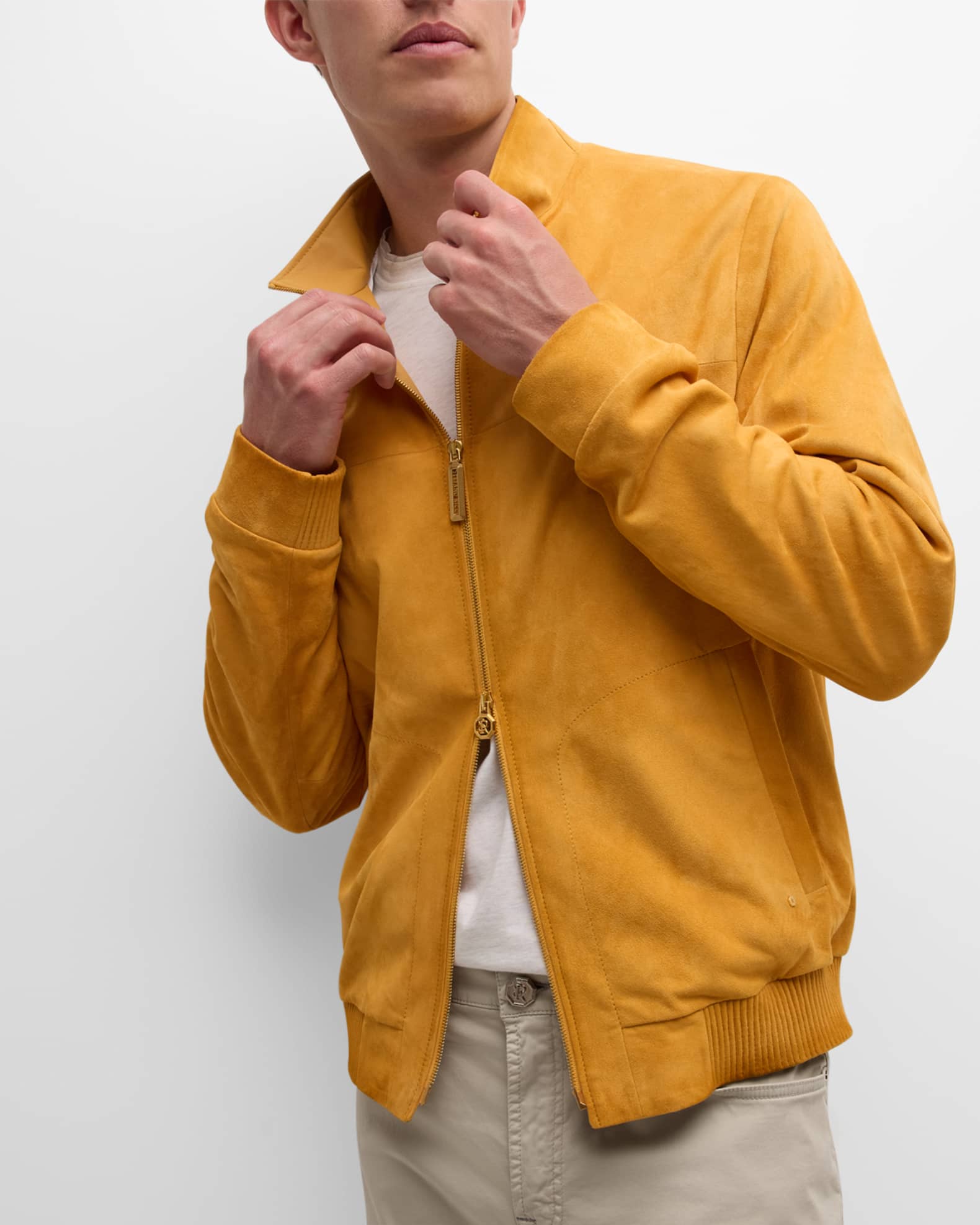 Stefano Ricci Men's Lambskin Suede Jacket | Neiman Marcus