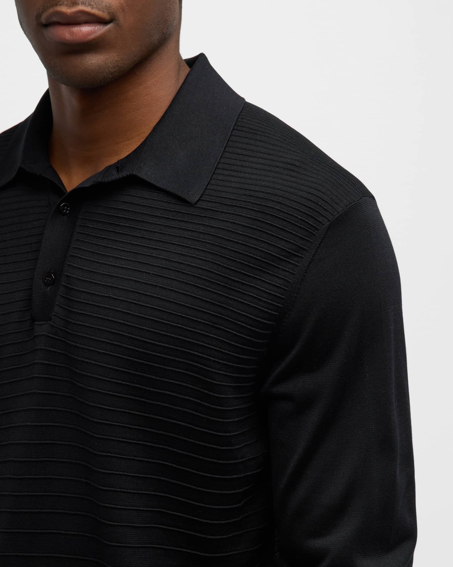 Stefano Ricci Men's Silk Ribbed Polo Shirt | Neiman Marcus