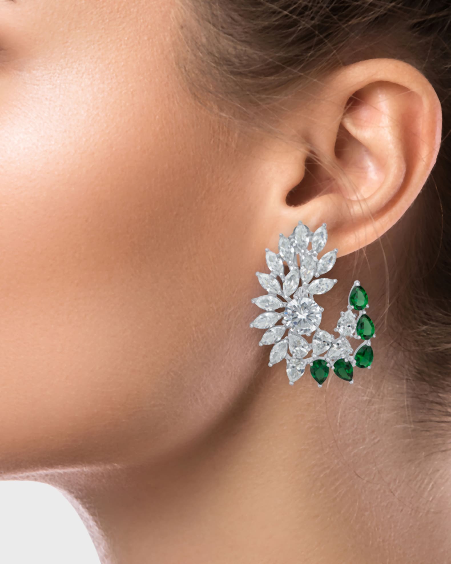 Kenneth Jay Lane Multi-Cut Swirl Cubic Zirconia Clip-On Earrings ...