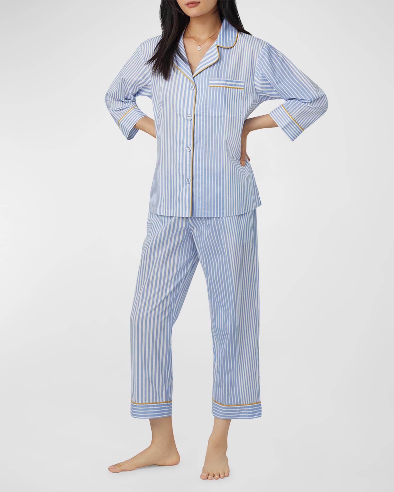 BedHead Pajamas Striped Organic Cotton Poplin Pajama Set | Neiman Marcus