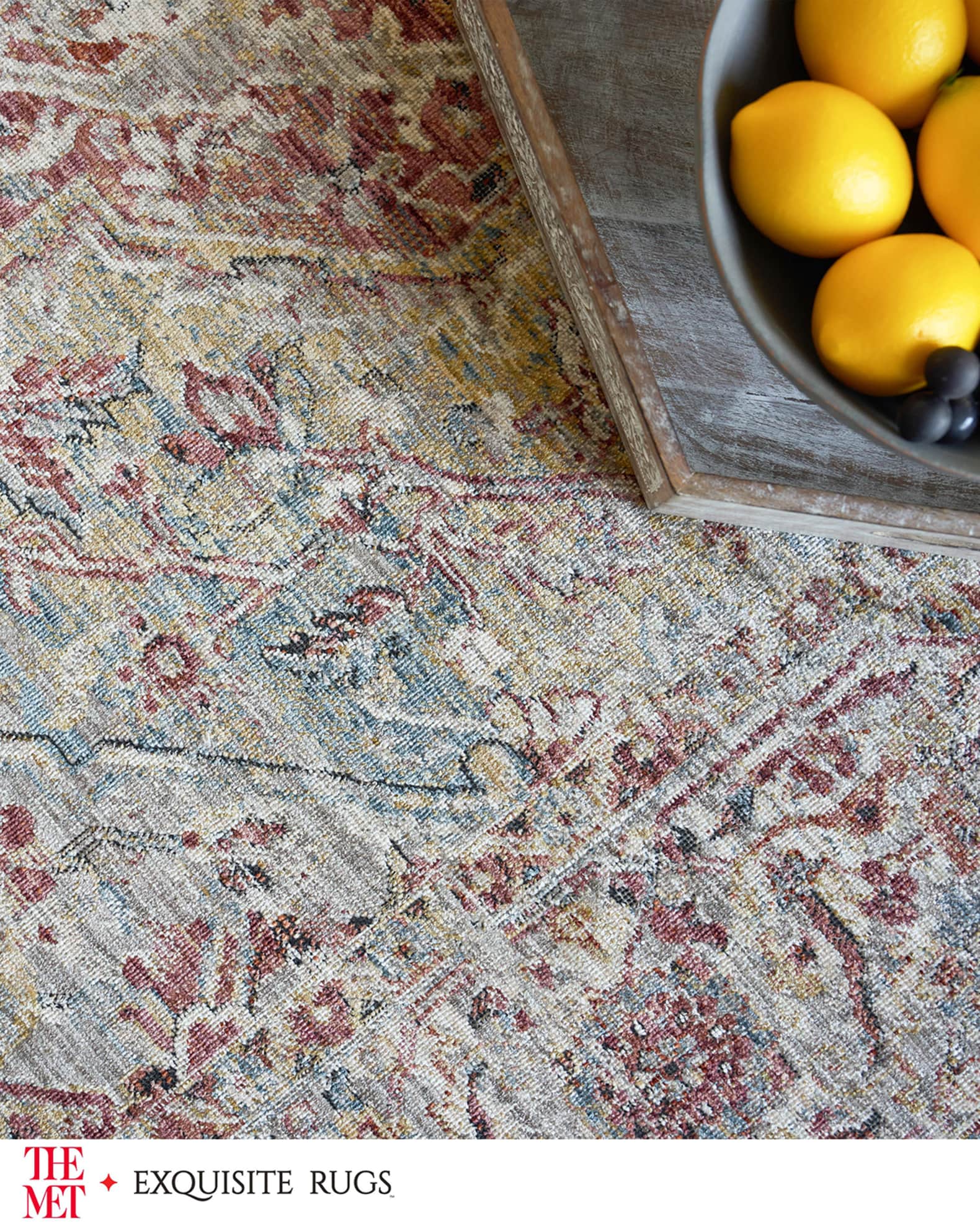 Antique Loom Rust & Light Blue Rug | Neiman Marcus