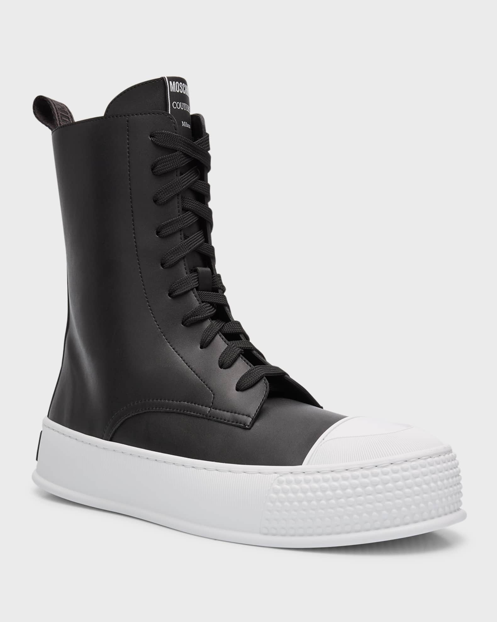 Moschino Men's Platform Leather High-Top Sneakers | Neiman Marcus