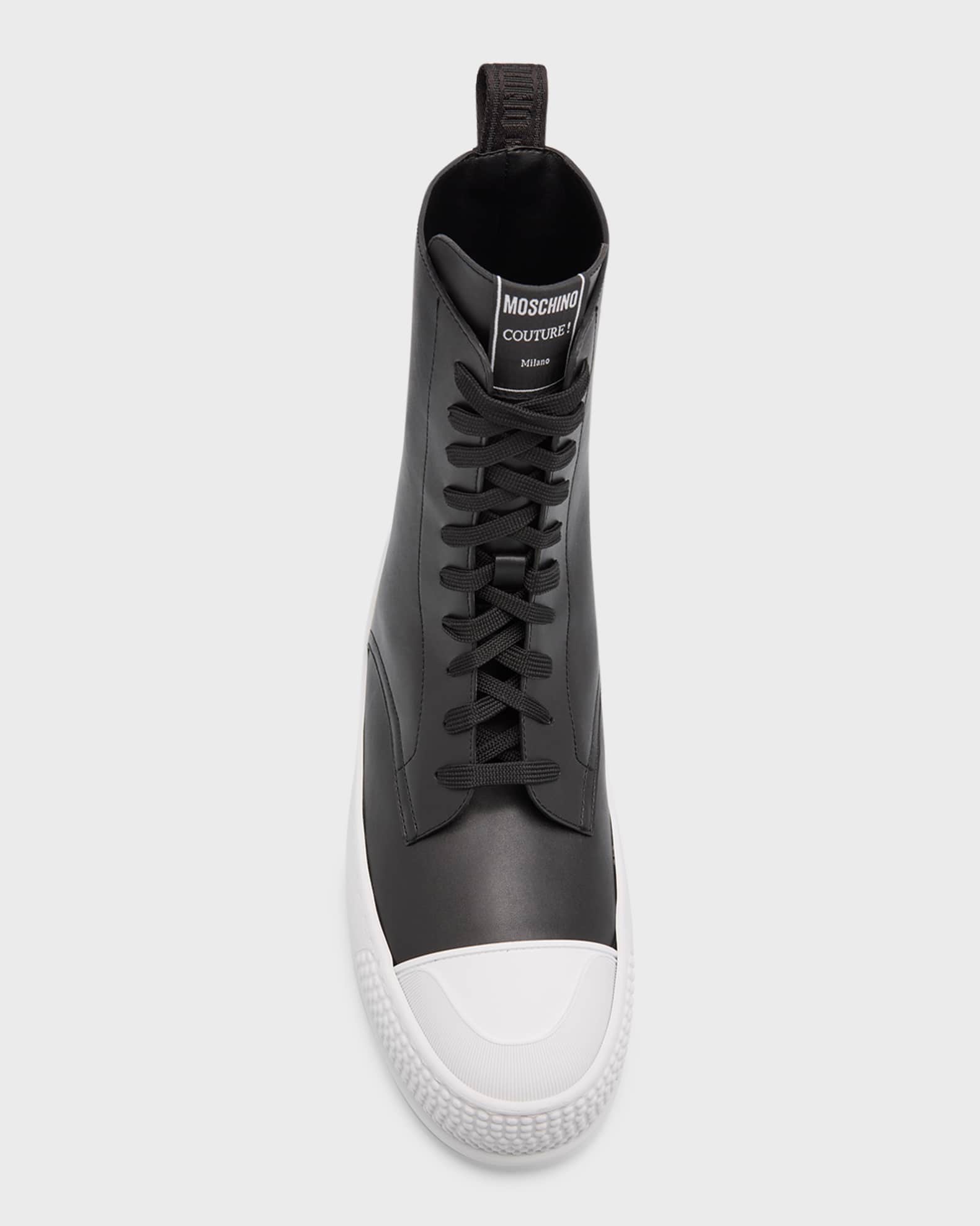 Moschino Men's Platform Leather High-Top Sneakers | Neiman Marcus