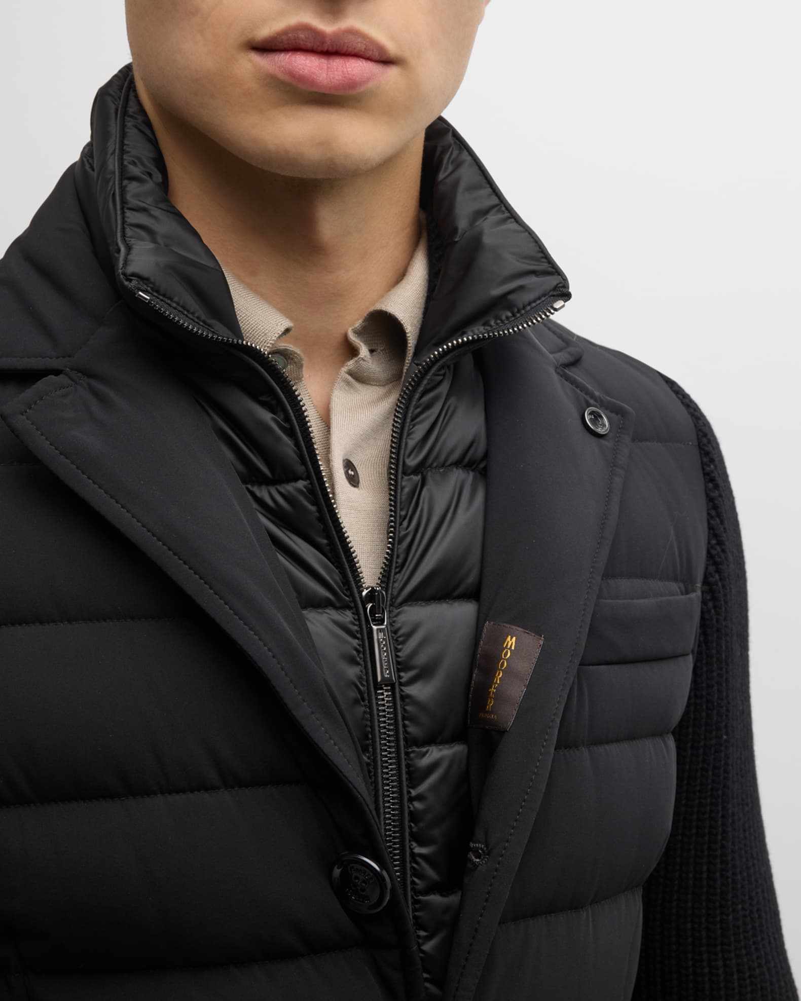 MooRER Men's Channeled Blazer with Knit Sleeves | Neiman Marcus