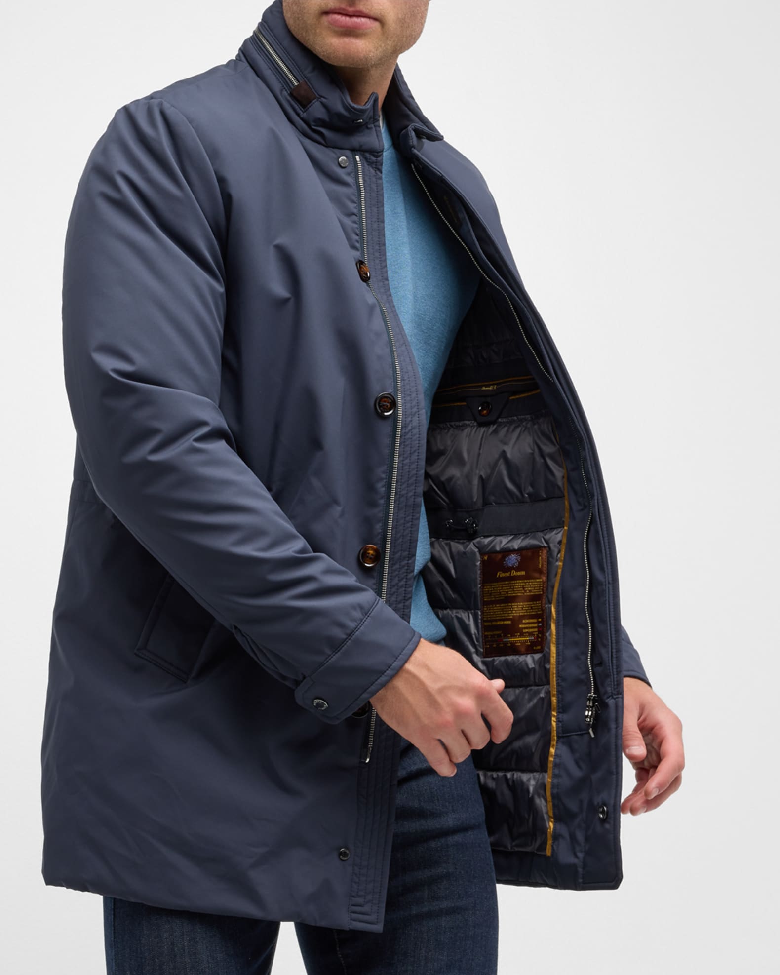 MooRER Men's Solid Topcoat with Stowaway Hood | Neiman Marcus