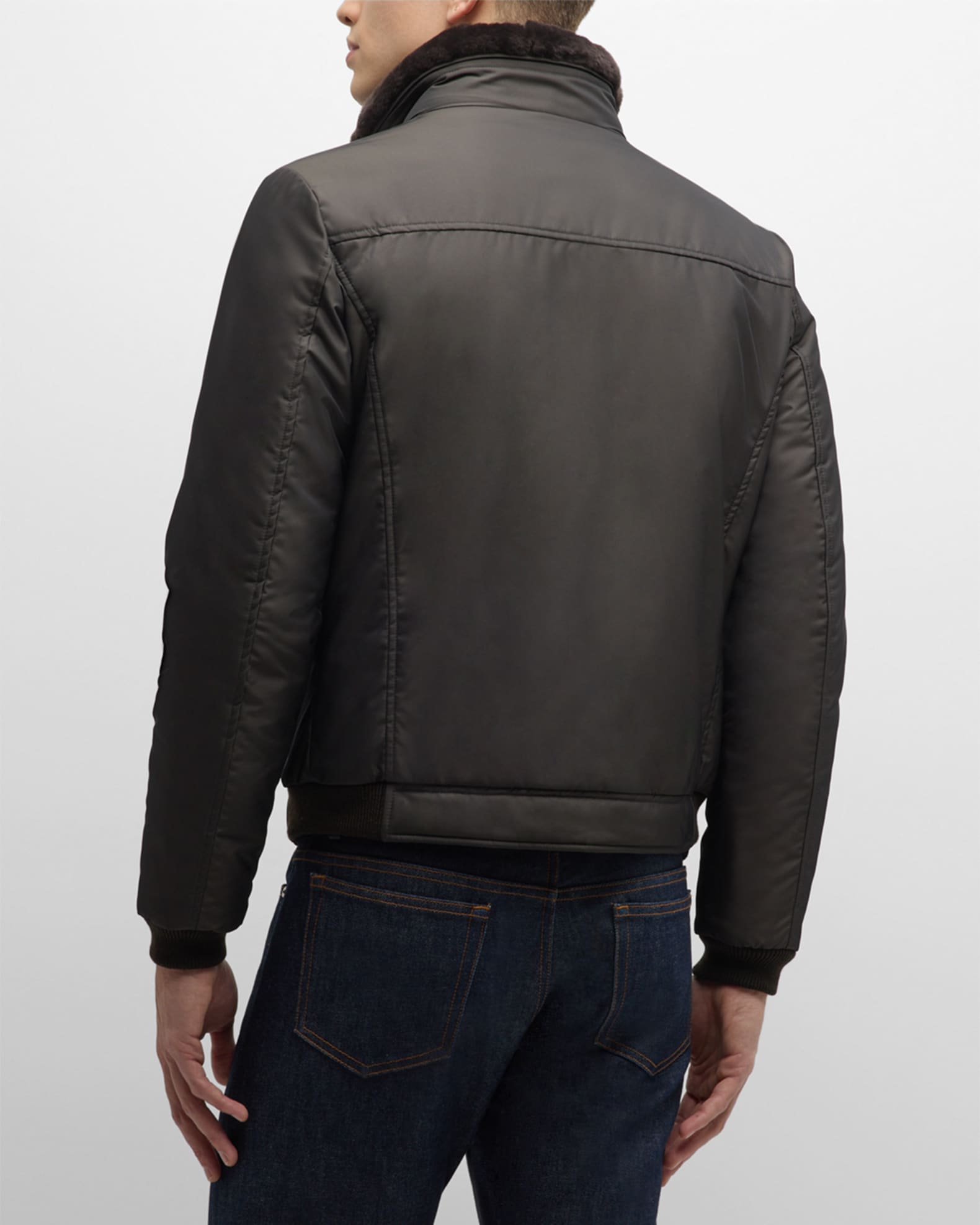 MooRER Men's Bomber Jacket with Shearling Collar | Neiman Marcus
