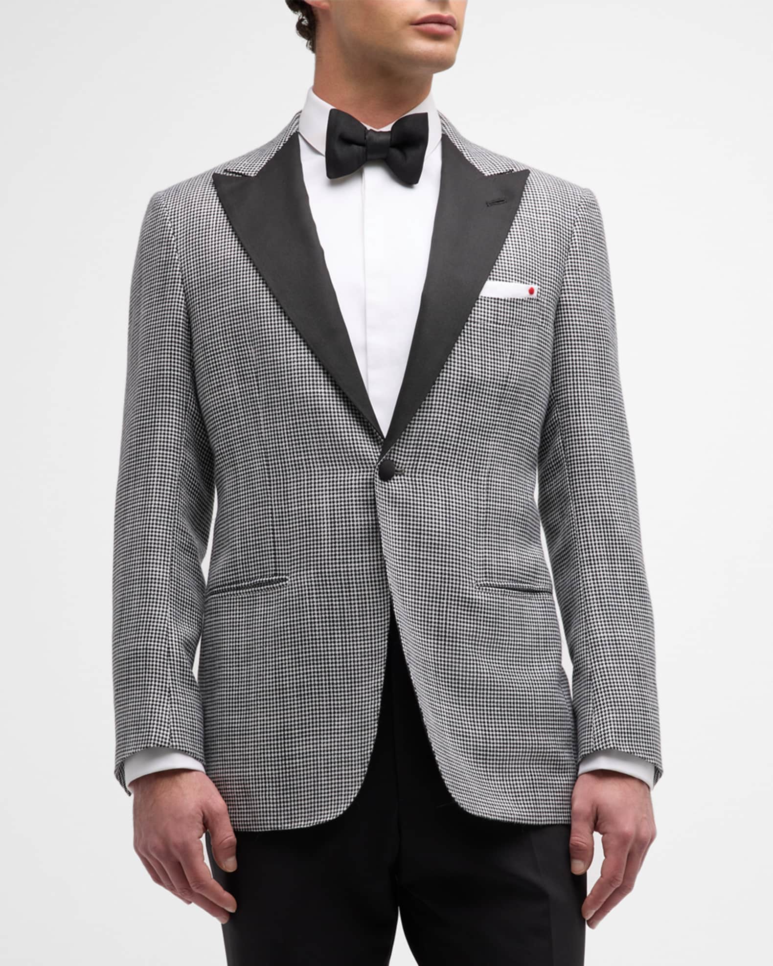 Kiton Men's Check Cashmere-Wool Dinner Jacket | Neiman Marcus