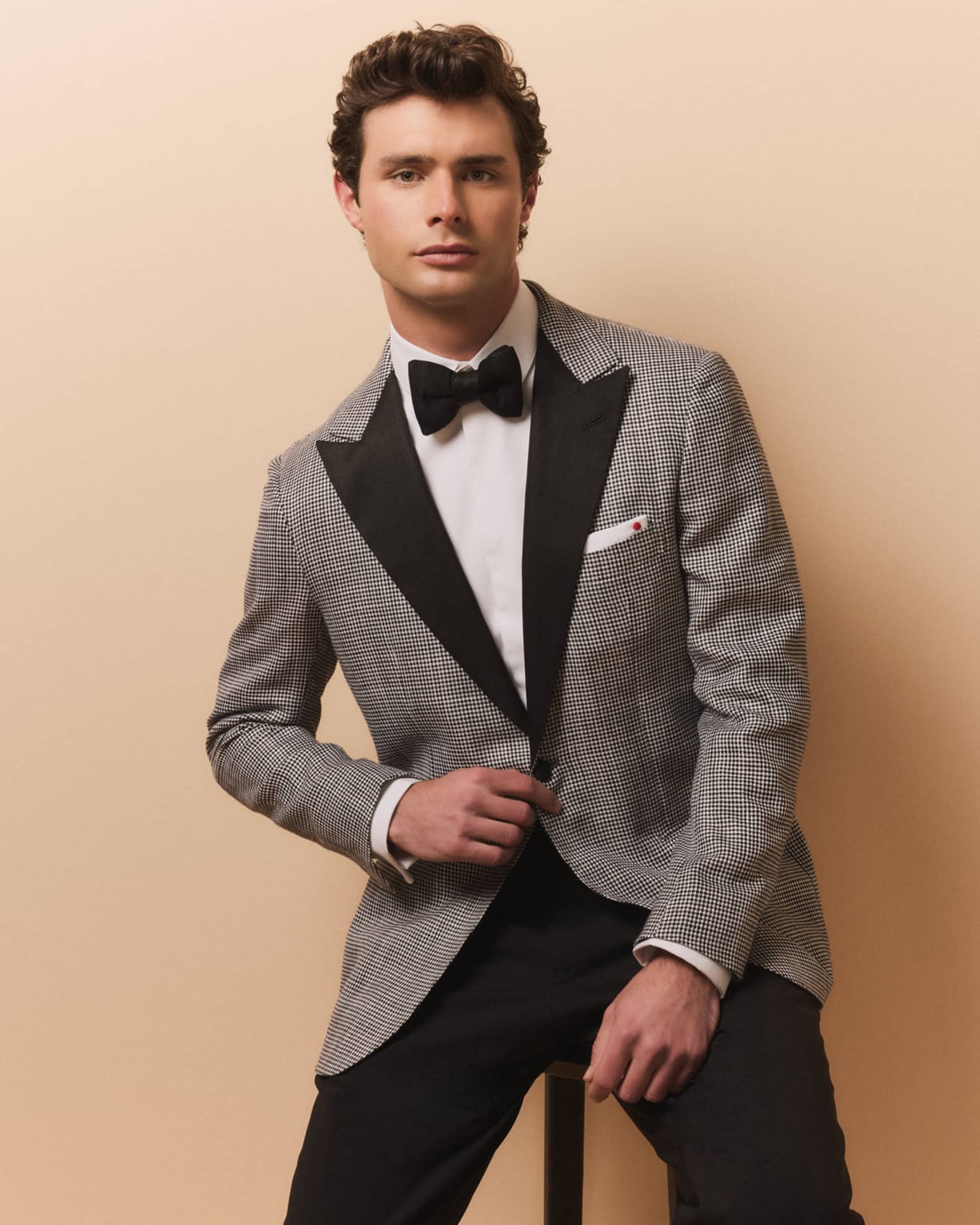 Kiton Men's Check Cashmere-Wool Dinner Jacket | Neiman Marcus