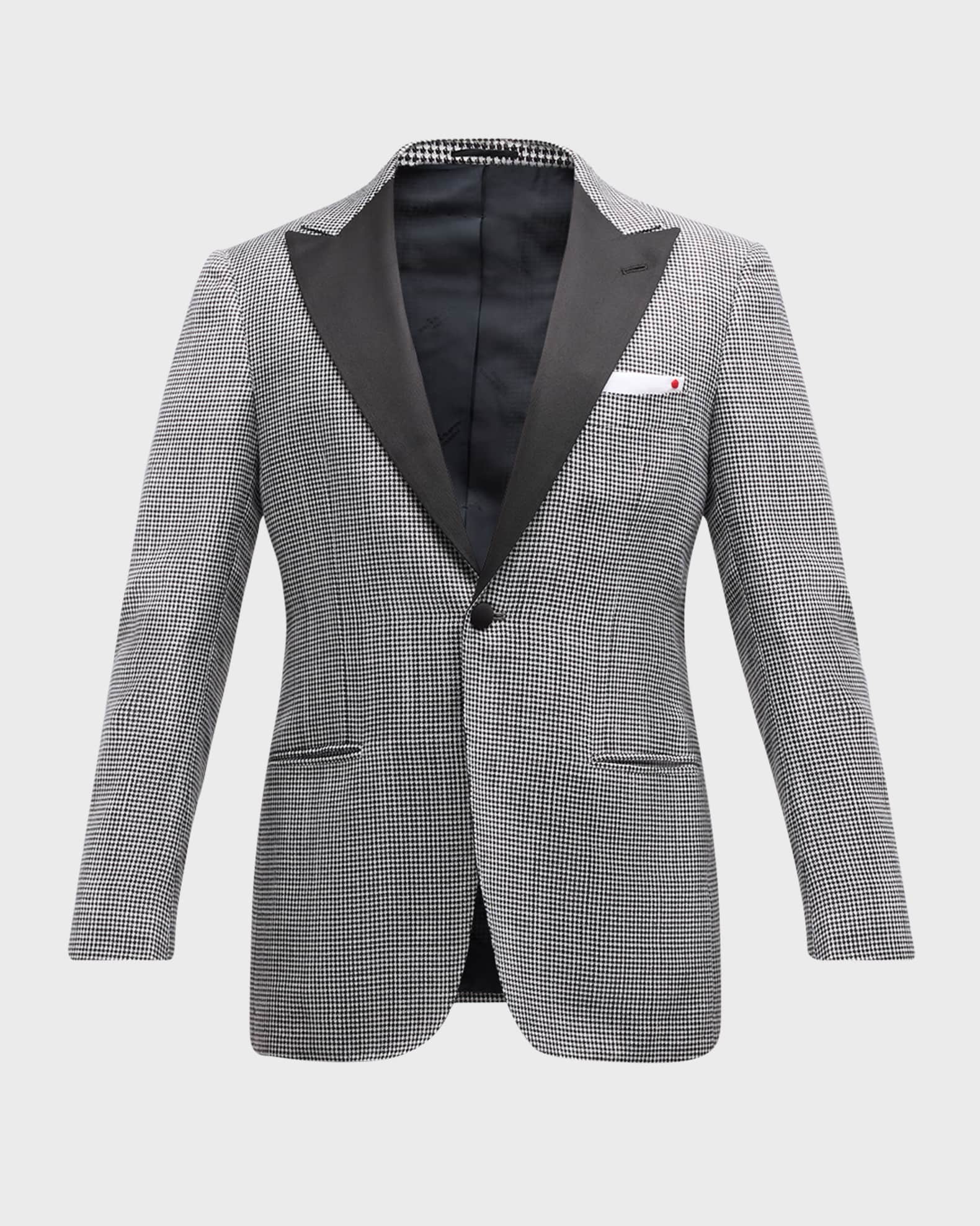 Kiton Men's Check Cashmere-Wool Dinner Jacket | Neiman Marcus