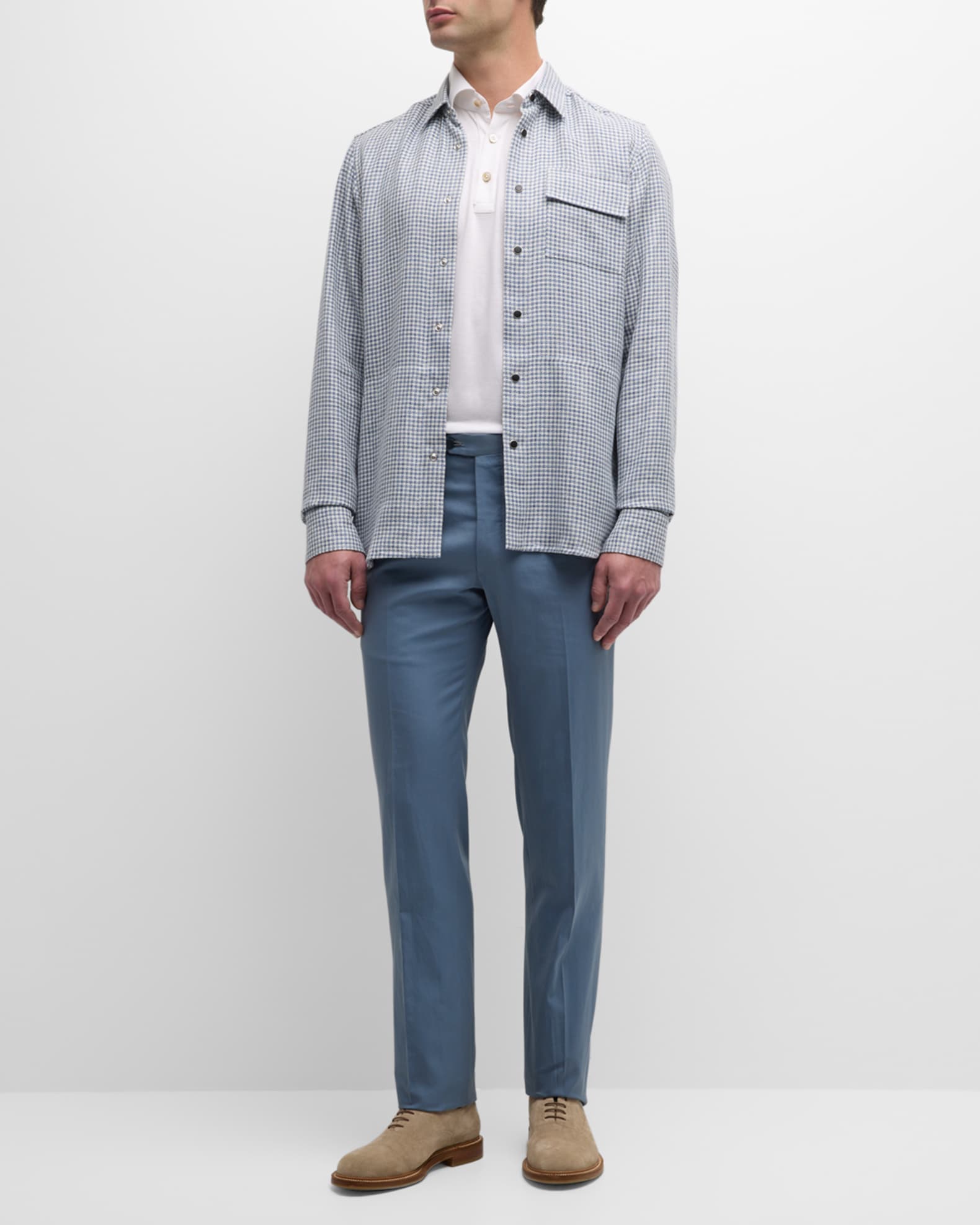 Kiton Men's Flat-Front Twill Pants | Neiman Marcus