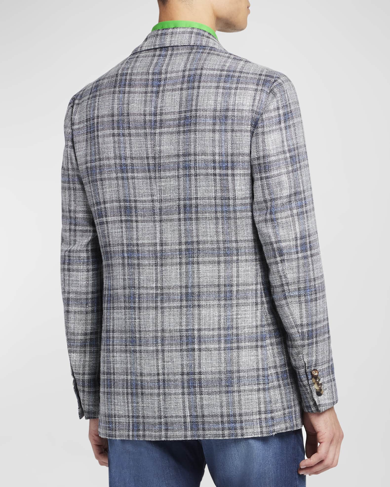 Kiton Men's Cashmere-Wool Plaid Sport Coat | Neiman Marcus