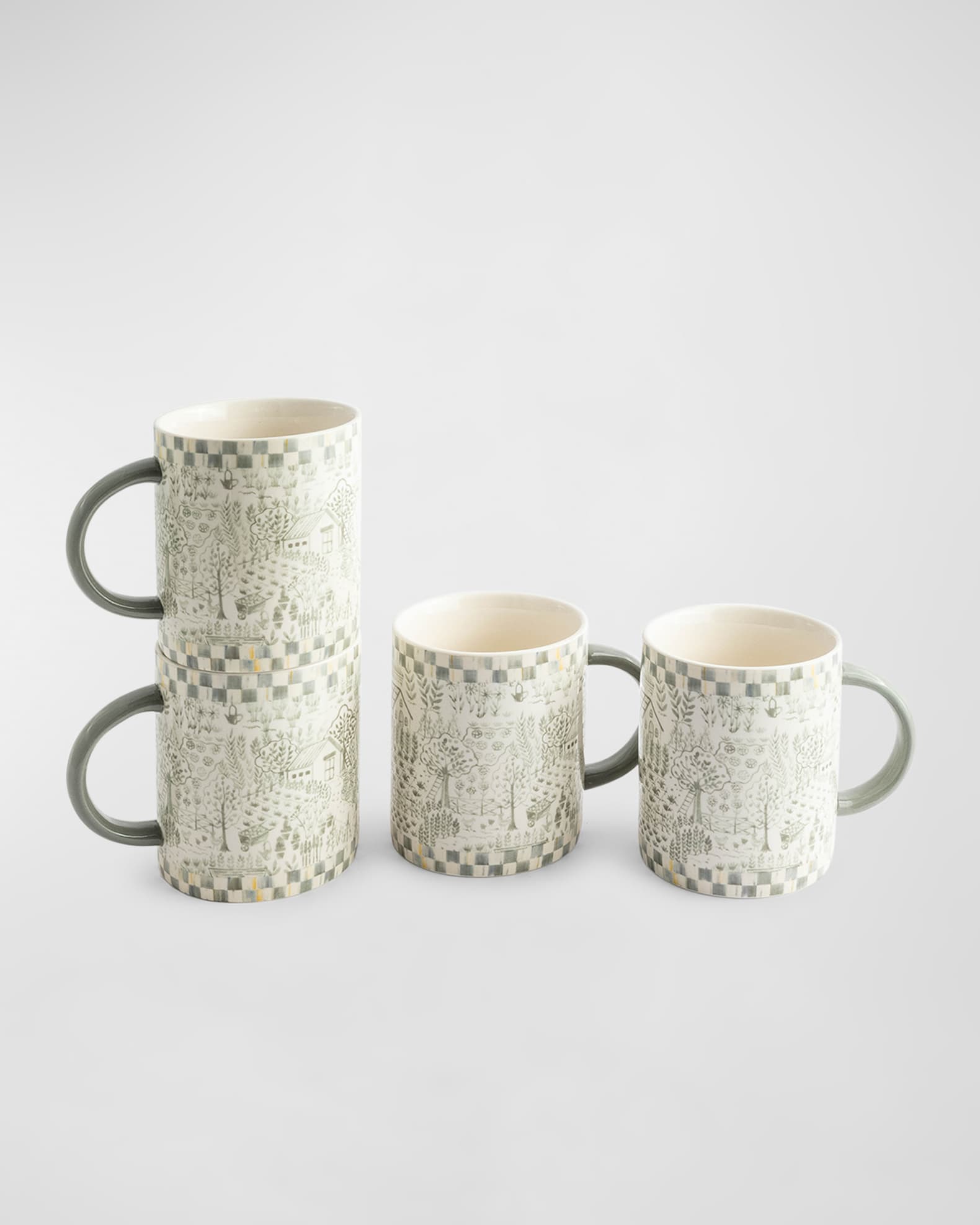 MacKenzie-Childs Sterling Cottage Mugs, Set of 4 | Neiman Marcus