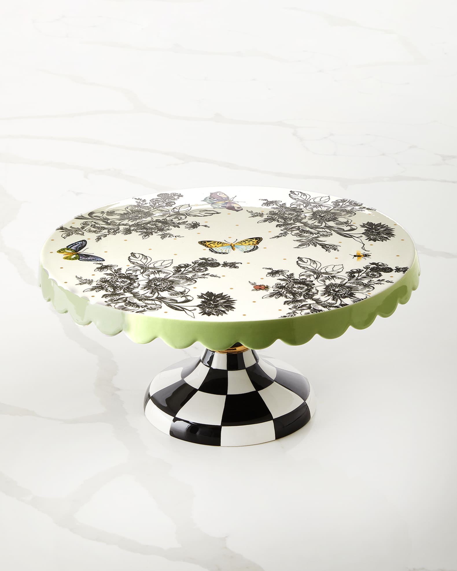 MacKenzie-Childs Large Butterfly Toile Pedestal Platter | Neiman Marcus