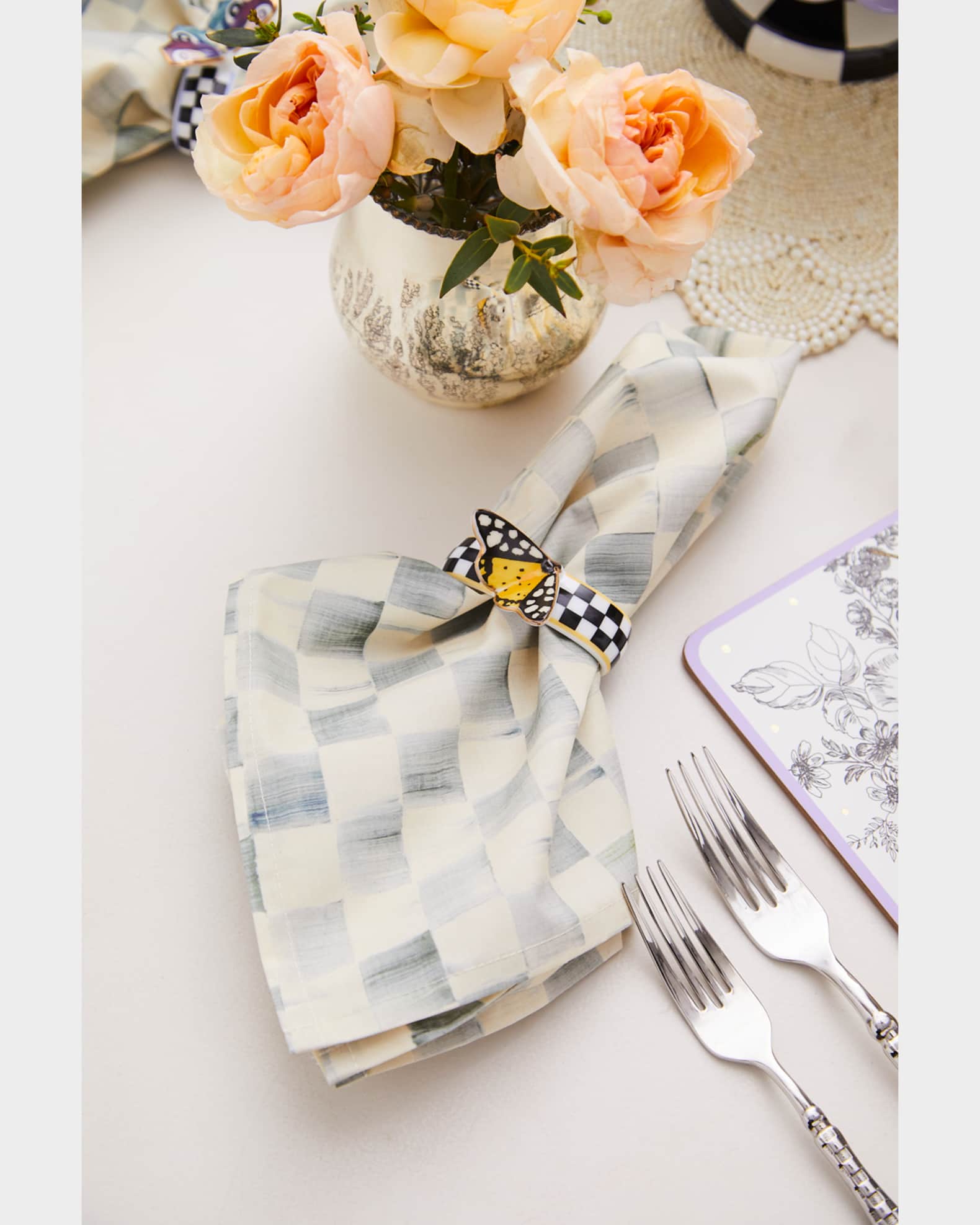 MacKenzie-Childs Butterfly Toile Napkin Rings, Set of 4 | Neiman Marcus