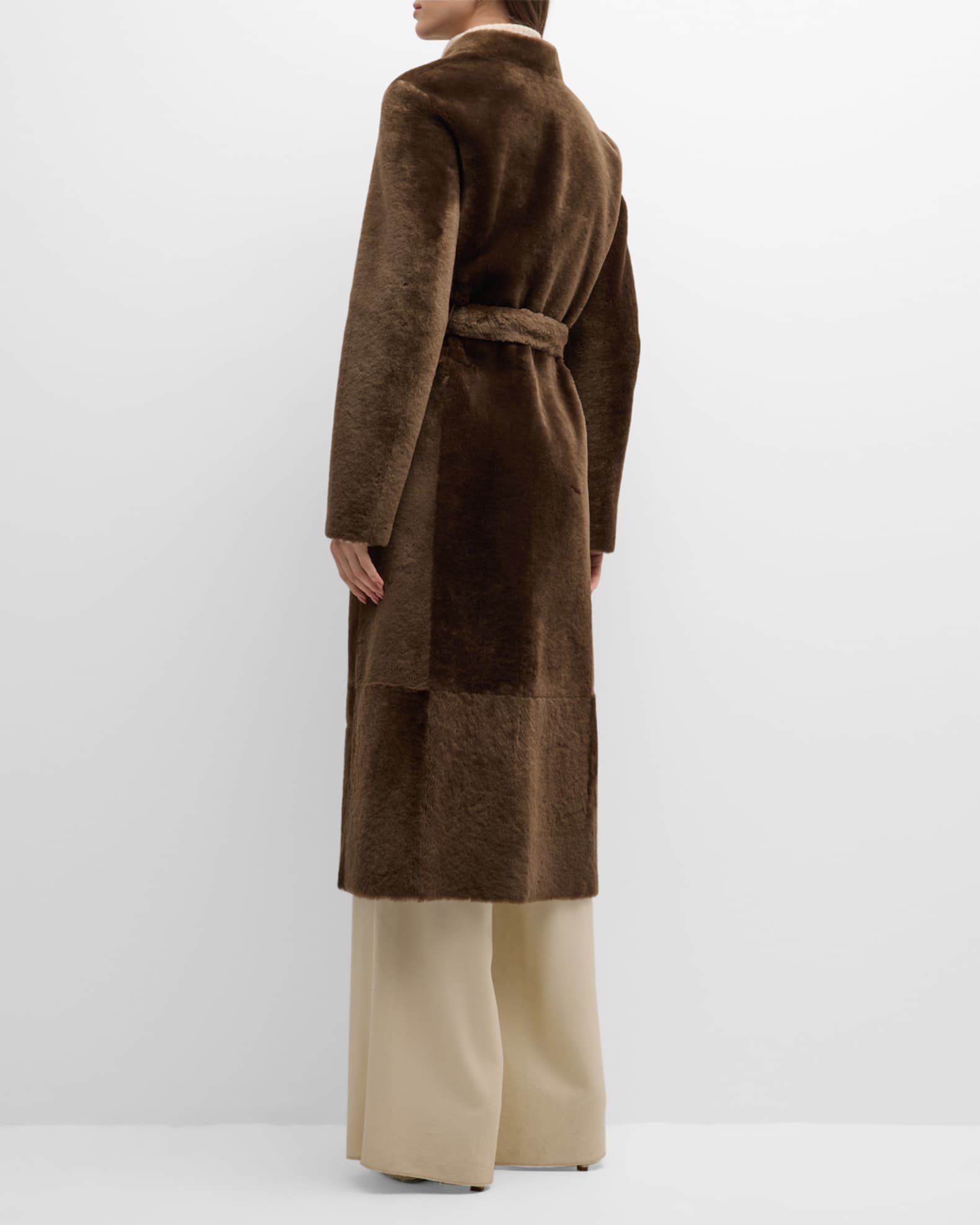 Salon 1884 Henning Belted Sheep Shearling Long Coat | Neiman Marcus