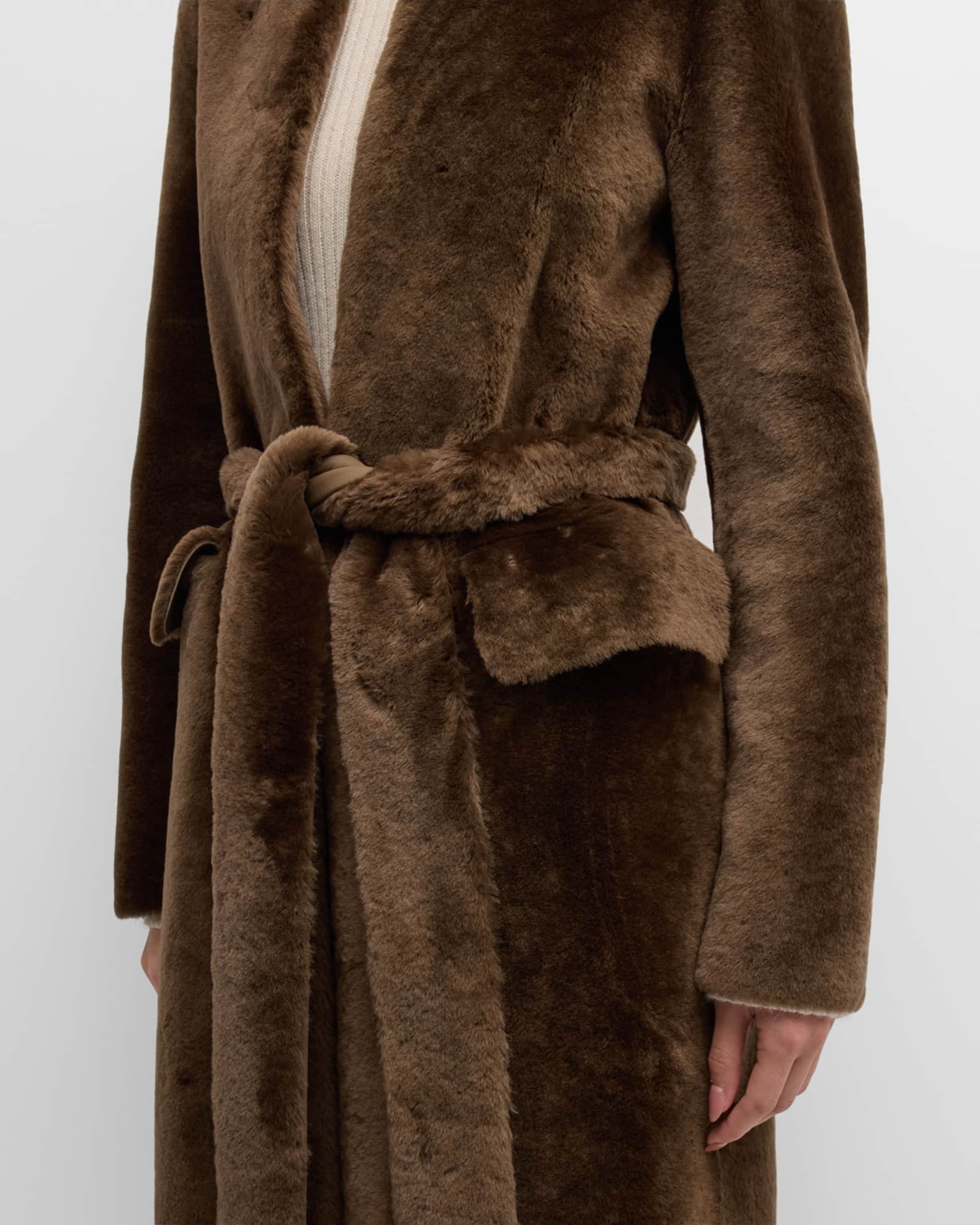 Salon 1884 Henning Belted Sheep Shearling Long Coat | Neiman Marcus
