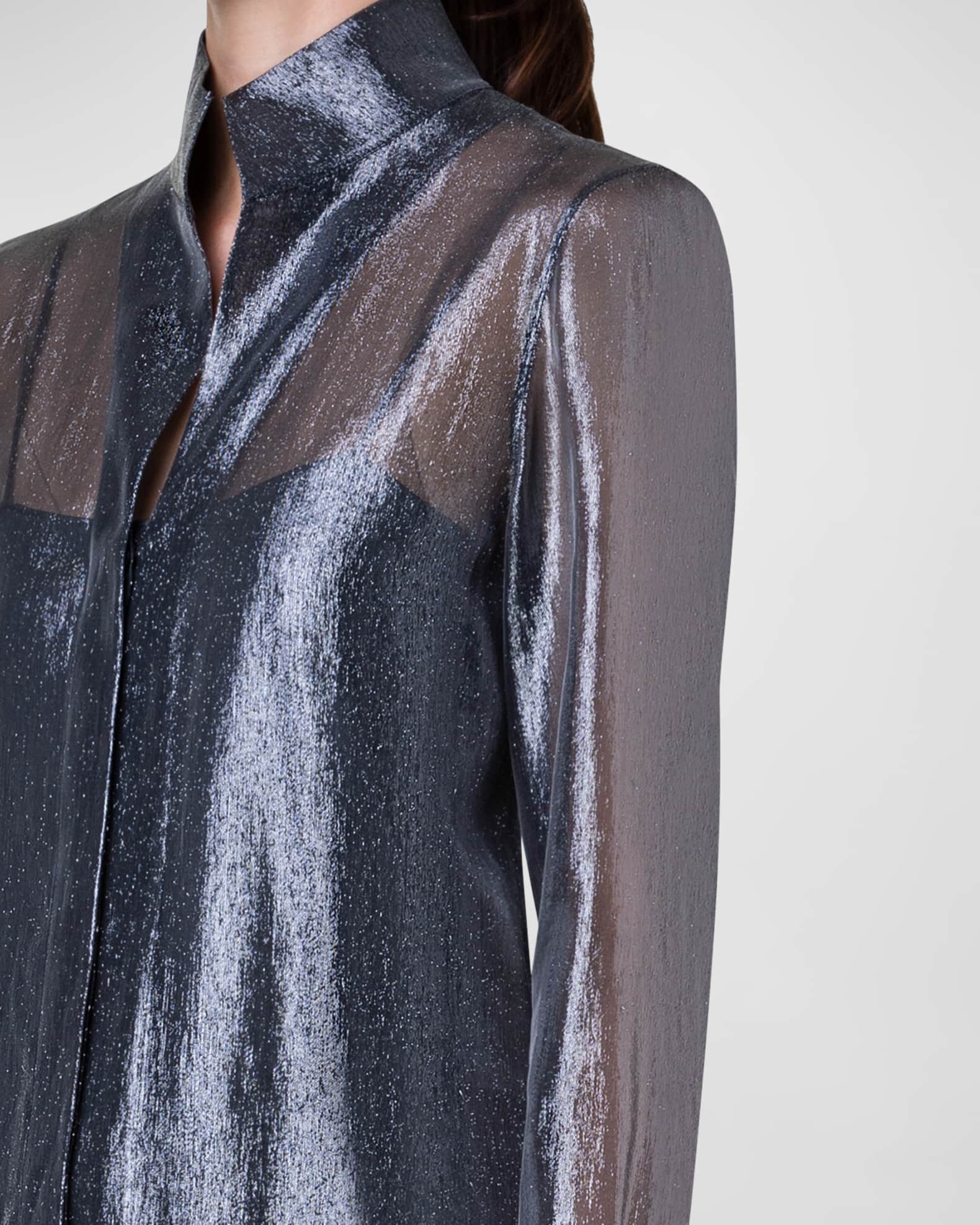 Akris Semi-Sheer Button Up Blouse | Neiman Marcus