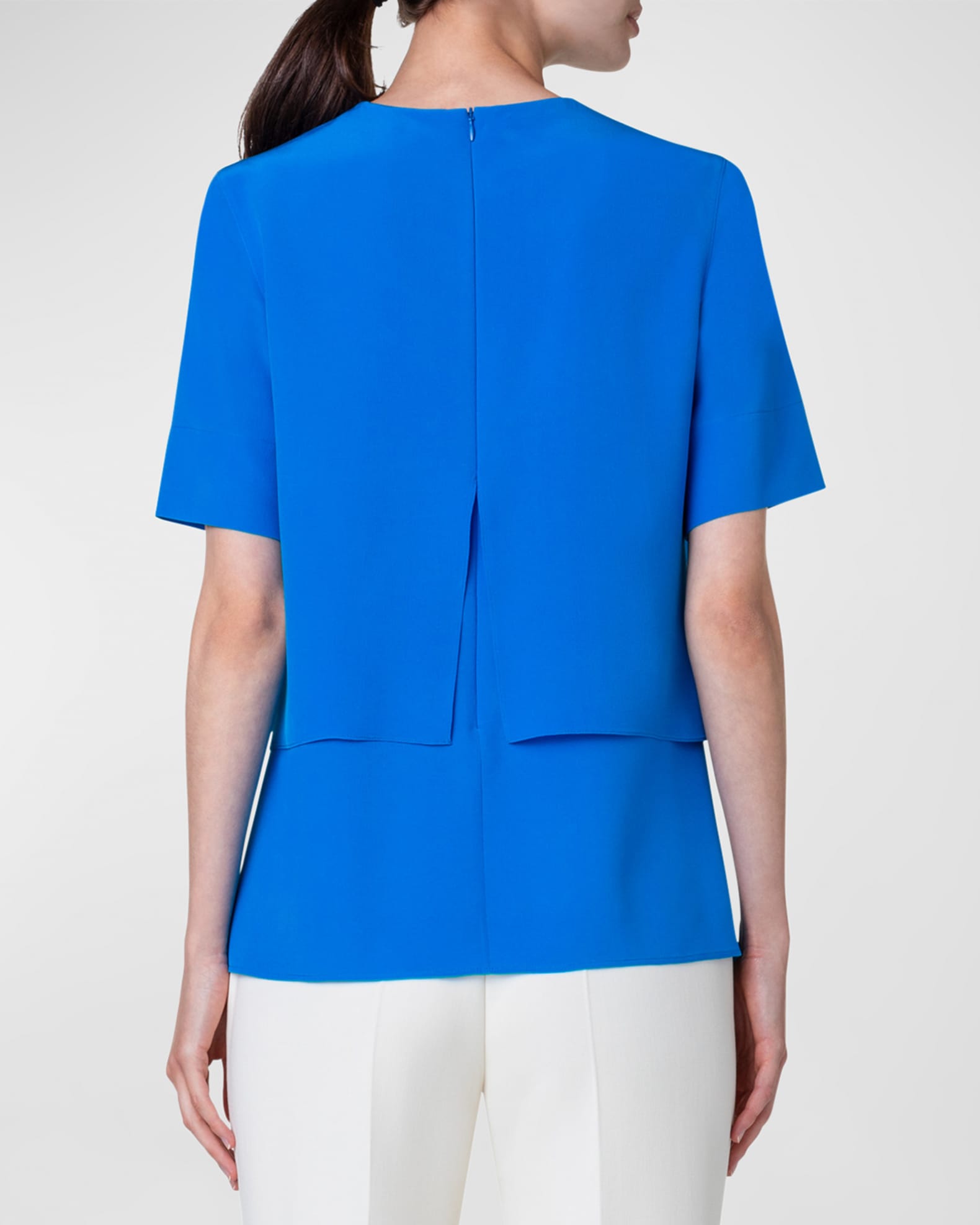 Akris Short-Sleeve Layered Silk Blouse | Neiman Marcus