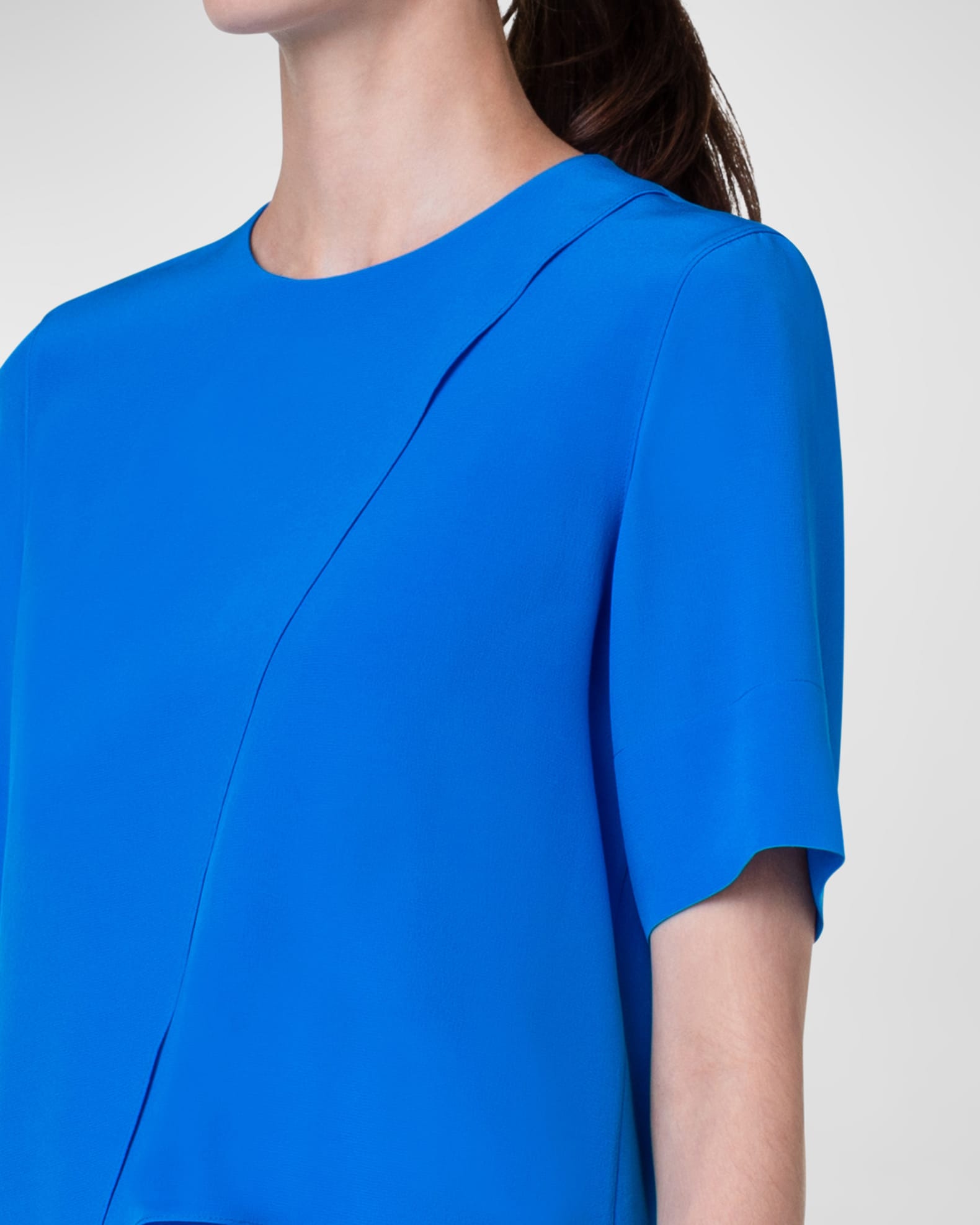 Akris Short-Sleeve Layered Silk Blouse | Neiman Marcus