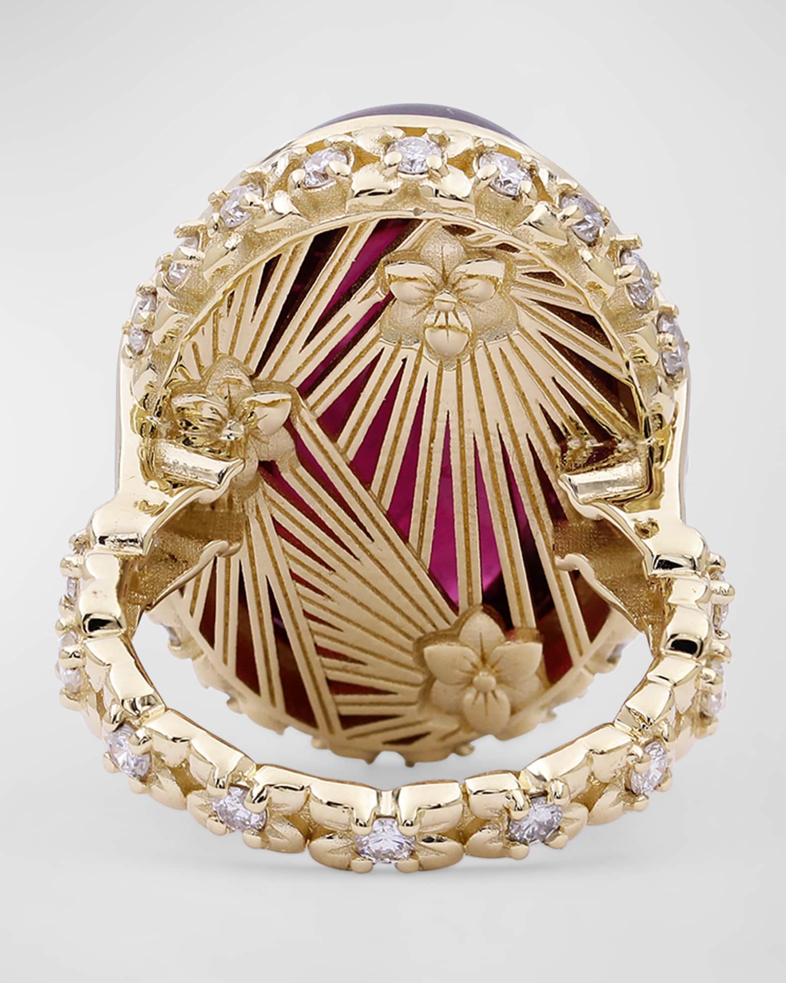 Stephen Dweck 18K Yellow Gold Rubellite Tourmaline and Diamond ...