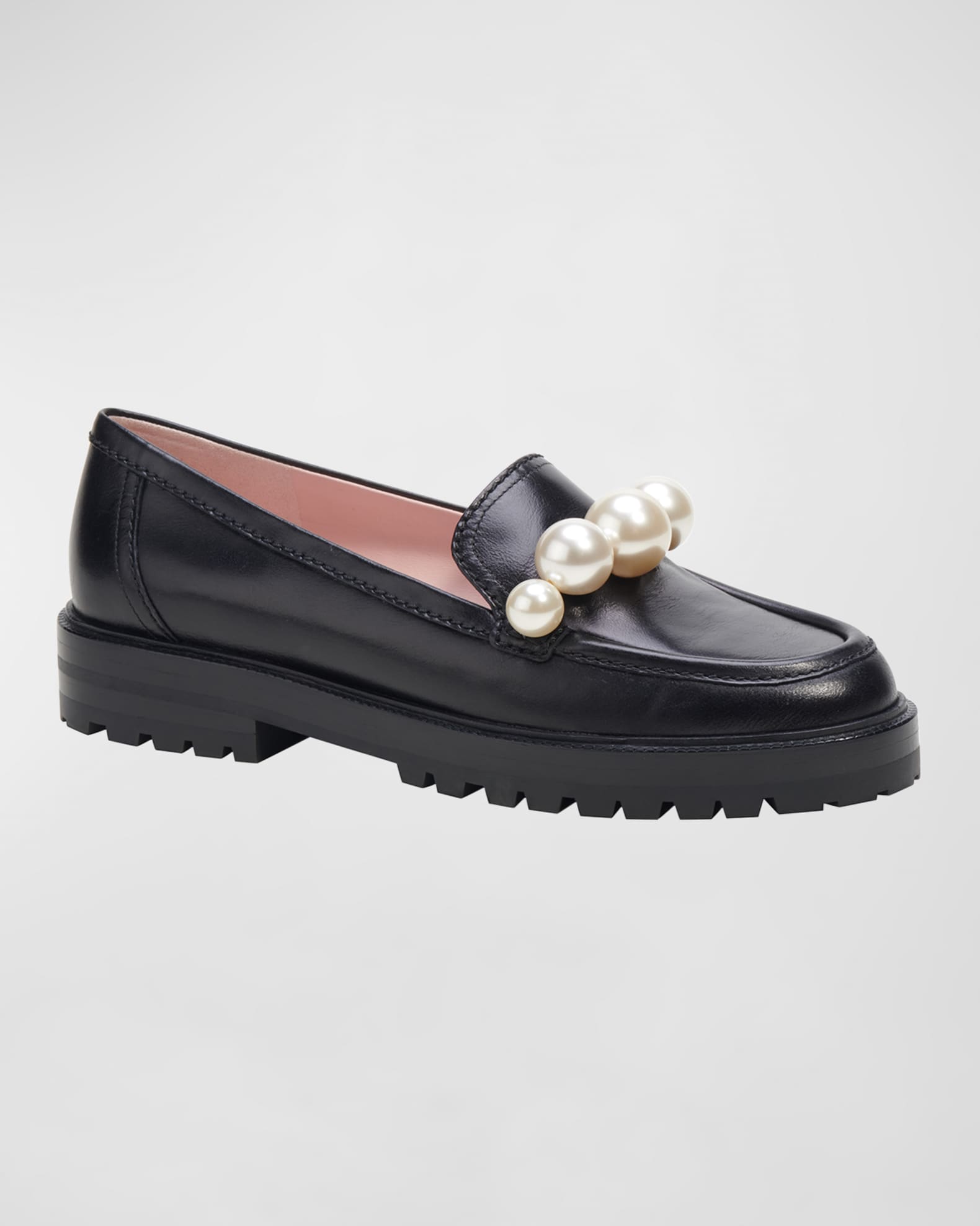 kate spade new york posh pearly-strap leather loafers | Neiman Marcus
