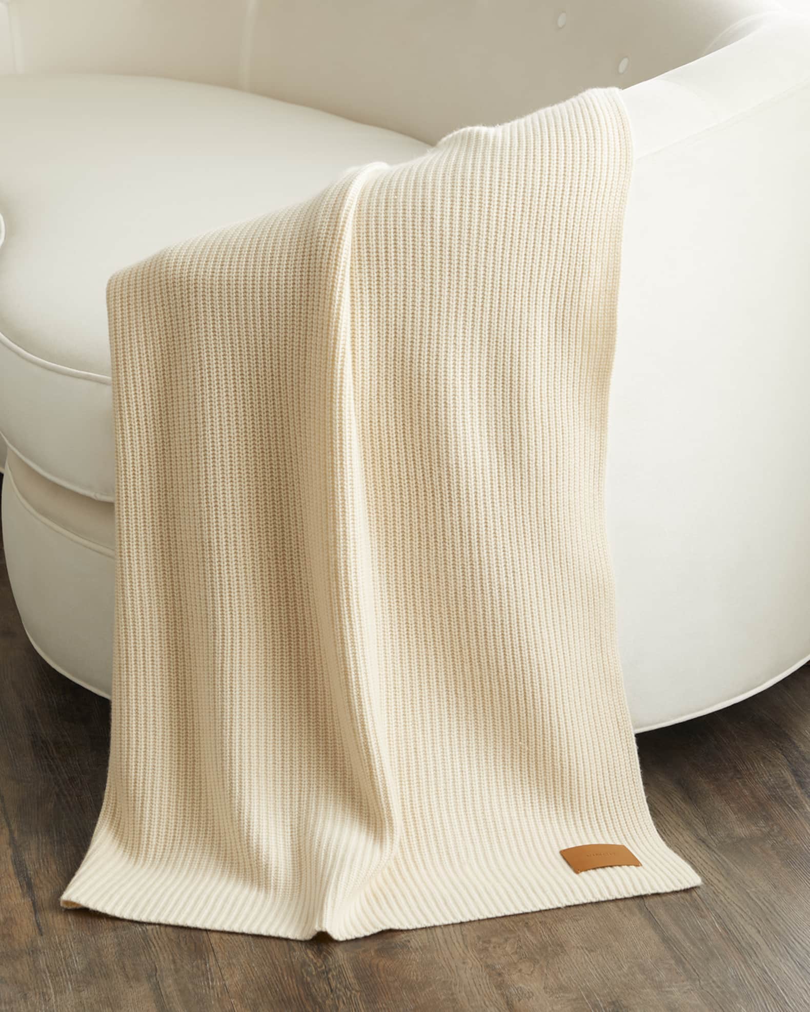 Vince Shaker Stitch Cashmere-Blend Throw Blanket | Neiman Marcus