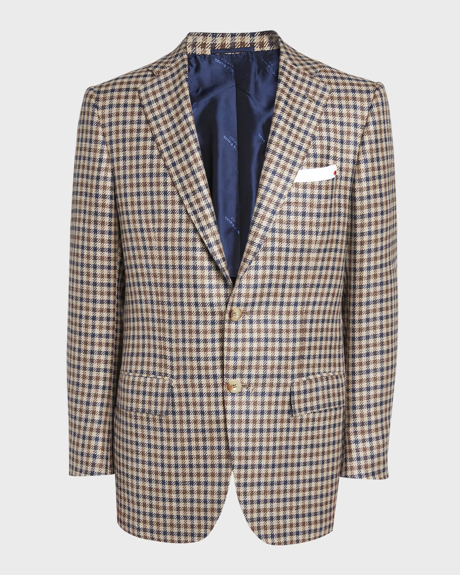 Kiton Men's Check Wool-Silk Sport Coat | Neiman Marcus