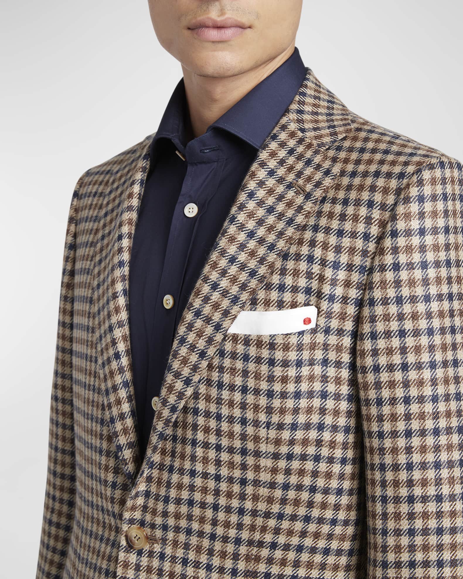 Kiton Men's Check Wool-Silk Sport Coat | Neiman Marcus