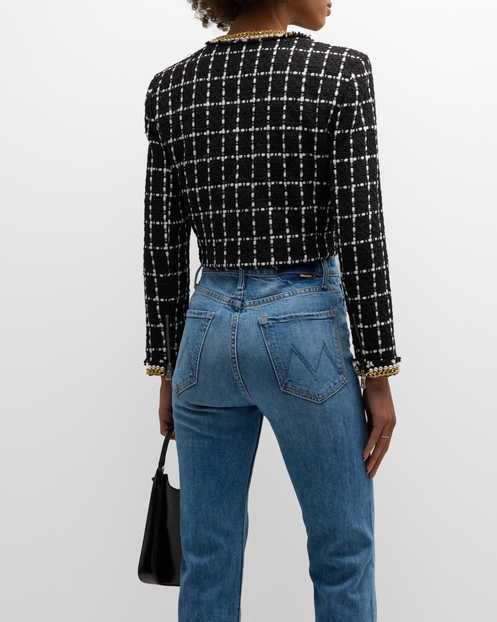 Alice + Olivia Sabina Chain-Trim Tweed Jacket | Neiman Marcus