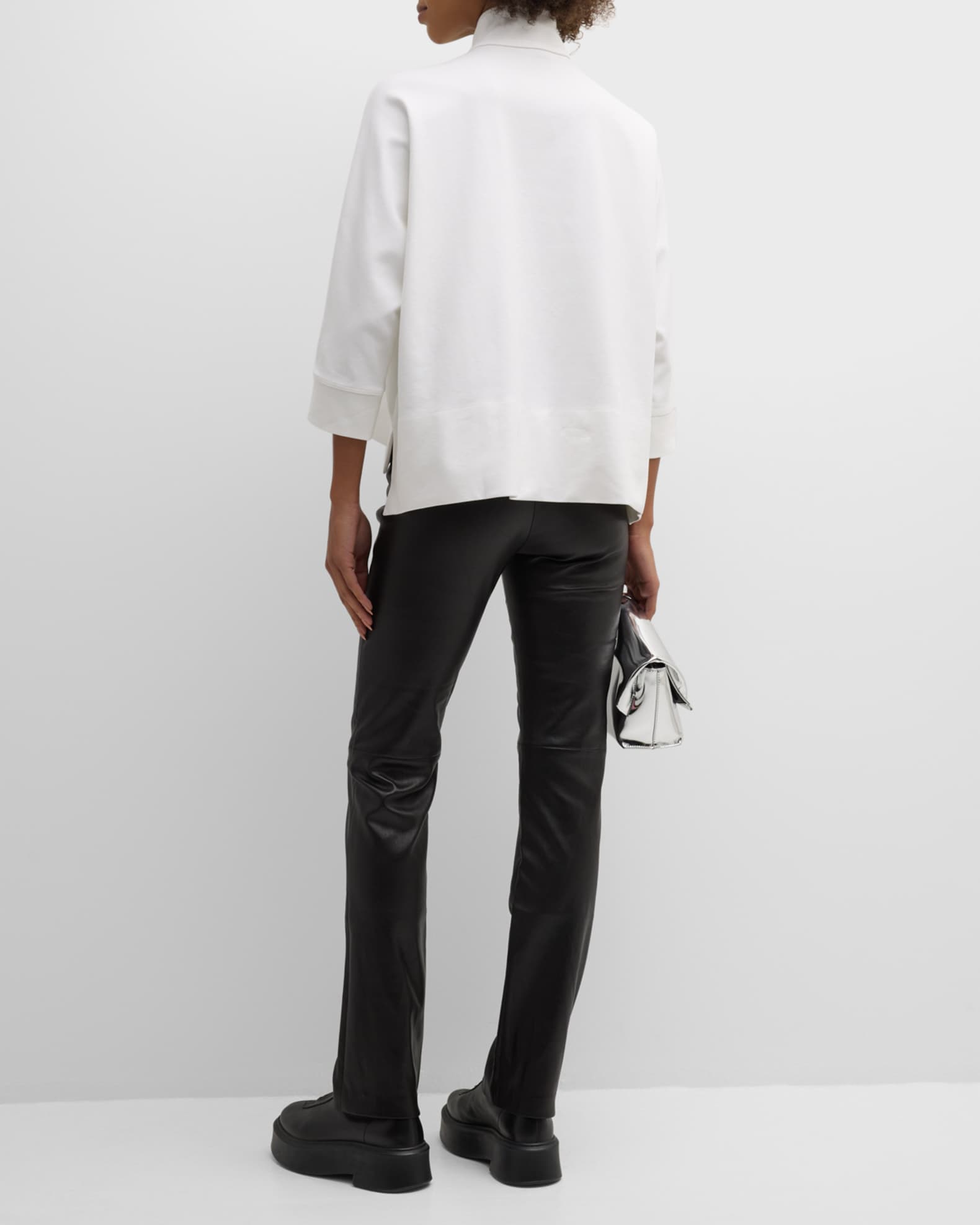 Rosetta Getty Side-Slits Quarter-Zip Caftan Top | Neiman Marcus