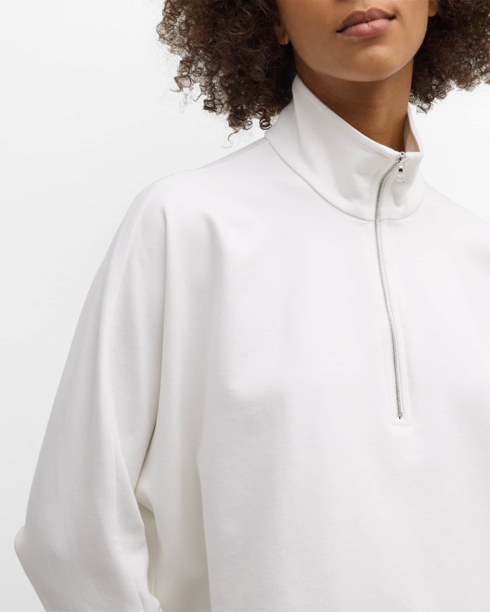 Rosetta Getty Side-Slits Quarter-Zip Caftan Top | Neiman Marcus