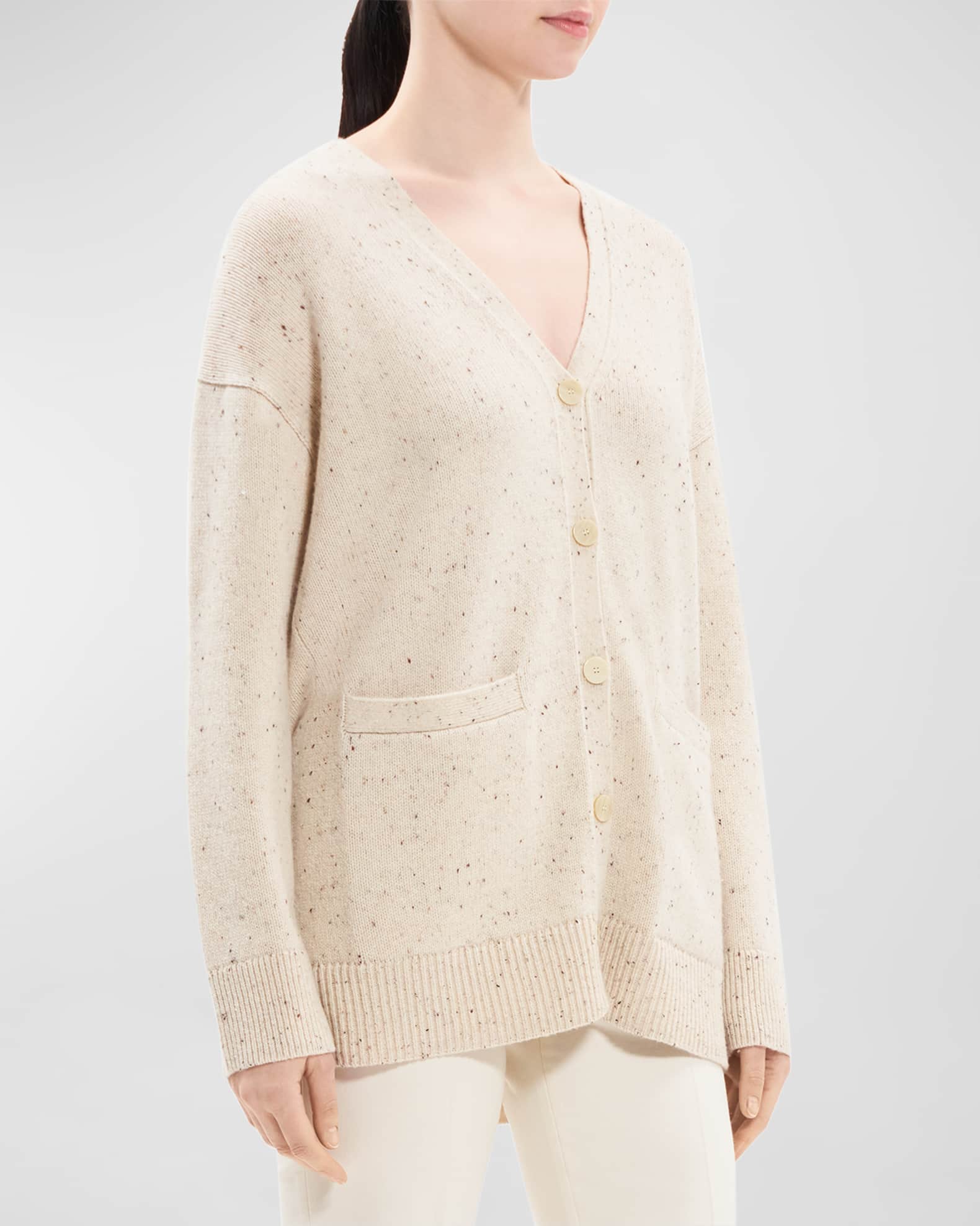 Theory Wool-Cashmere Boxy Oversized Cardigan | Neiman Marcus