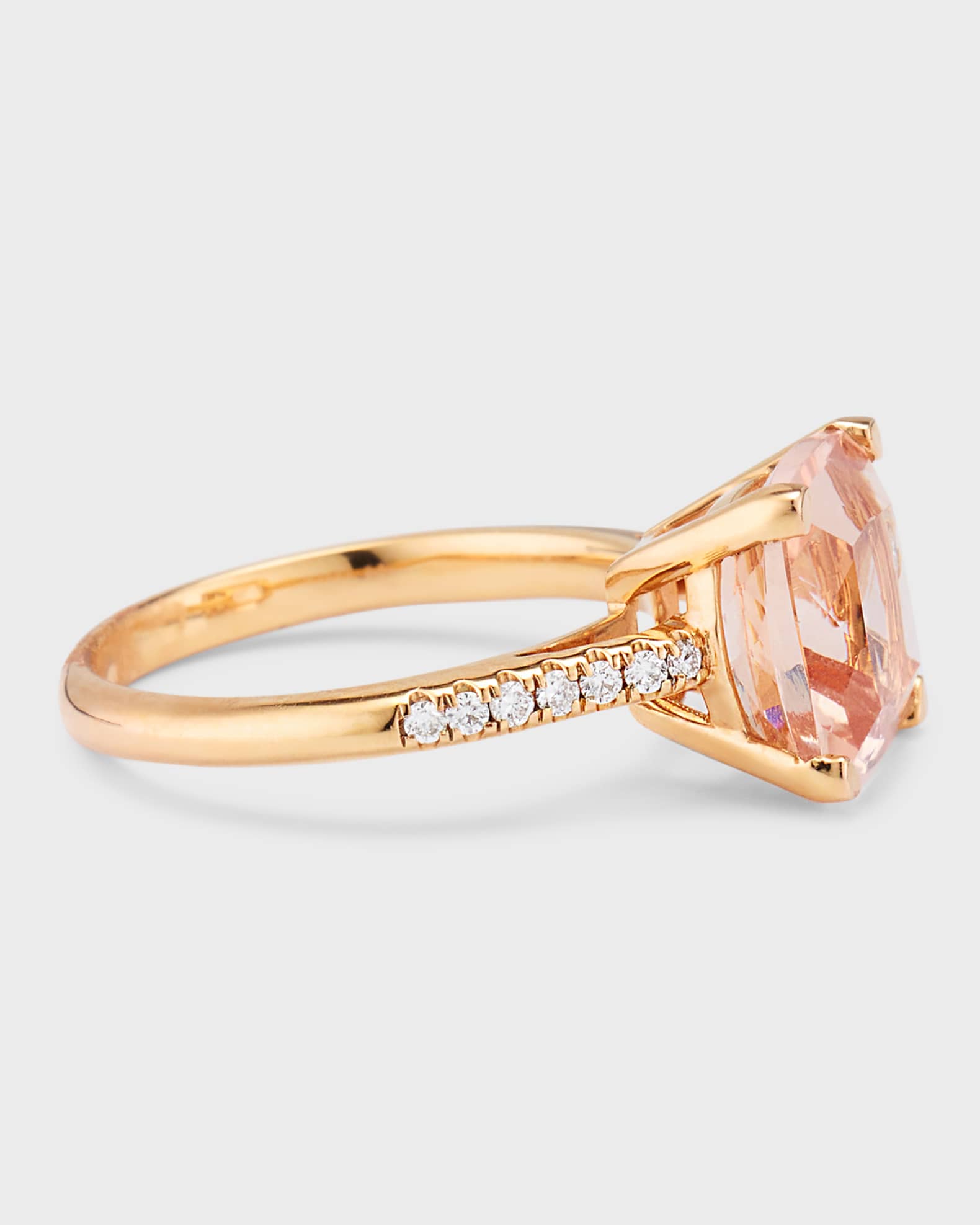 Lisa Nik Rocks 18K Rose Gold Cushion Cut Morganite and Pave Diamond ...