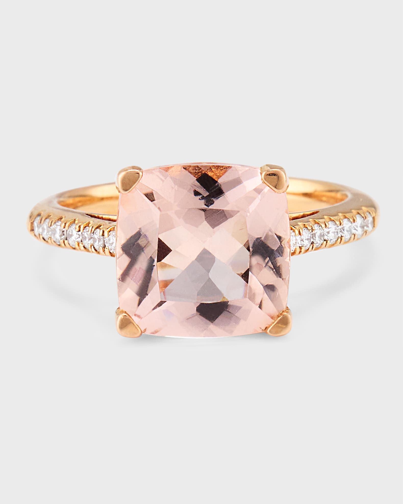Lisa Nik Rocks 18K Rose Gold Cushion Cut Morganite and Pave Diamond ...