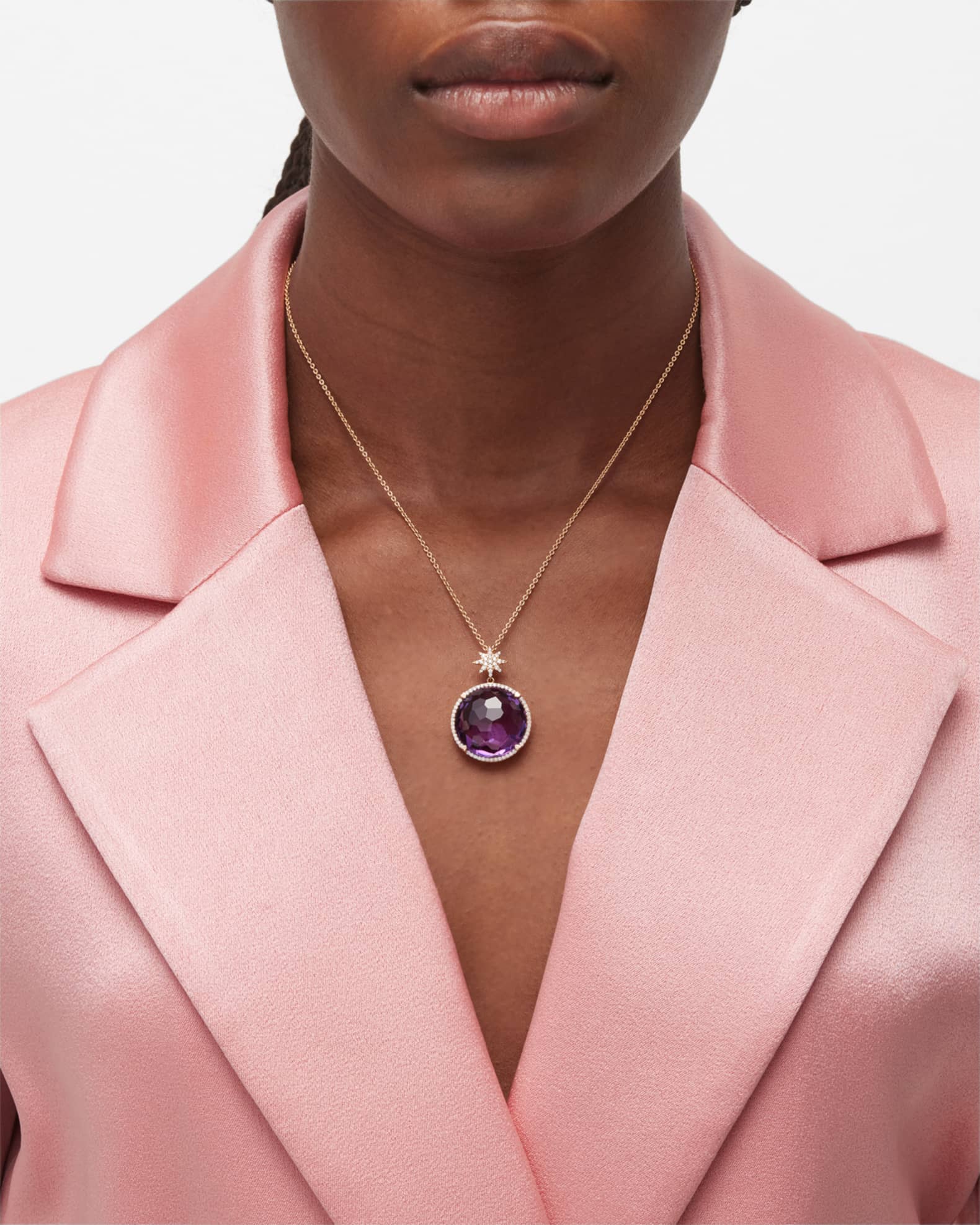 Lisa Nik Rocks 18K Rose Gold Amethyst Diamond Halo and Star Bail ...