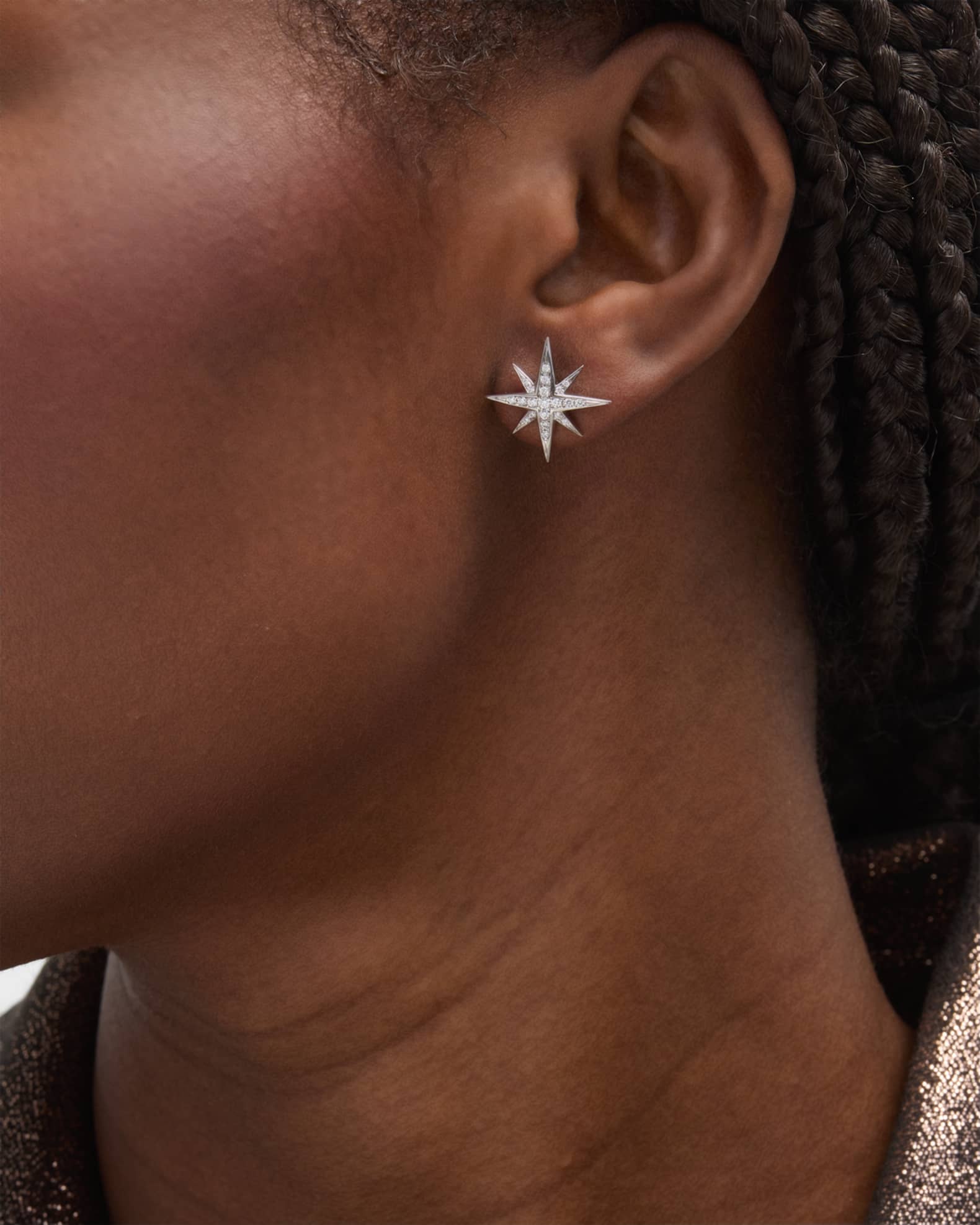 Lisa Nik Sparkle 18K White Gold North Star Diamond Stud Earrings | Neiman Marcus