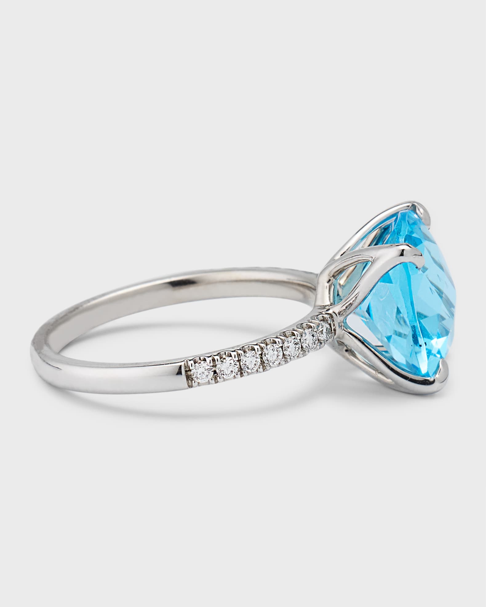 Lisa Nik Rocks 18K White Gold Cushion Cut Blue Topaz and Pavé Diamond ...
