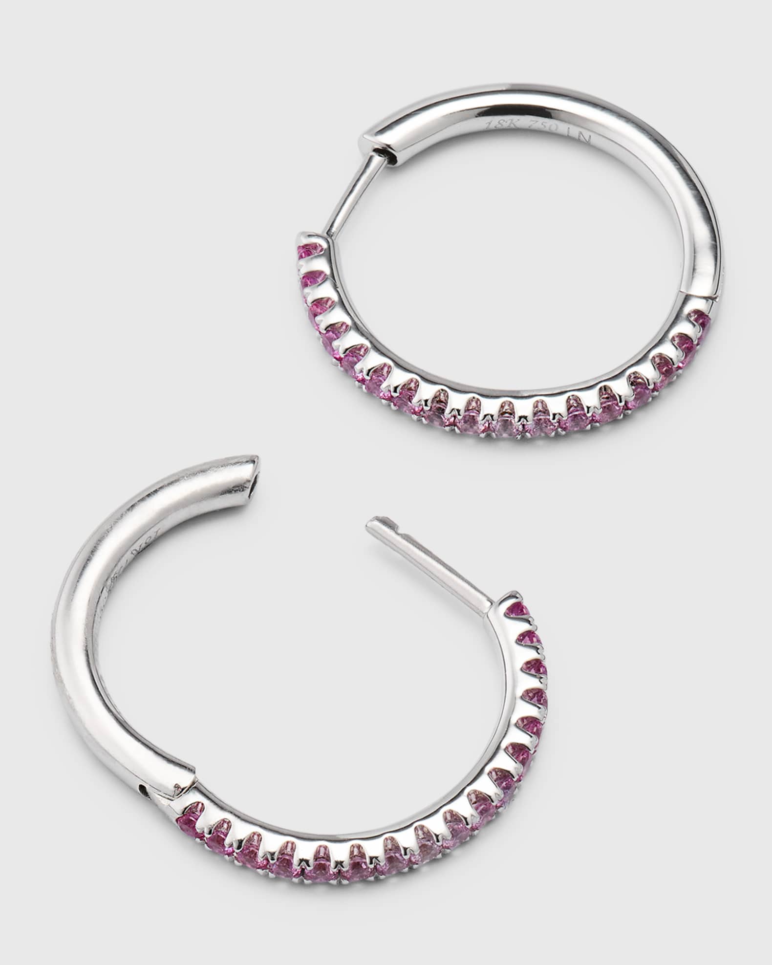 Lisa Nik Rainbow 18K White Gold Graduated Color Pink Sapphire Hoop ...