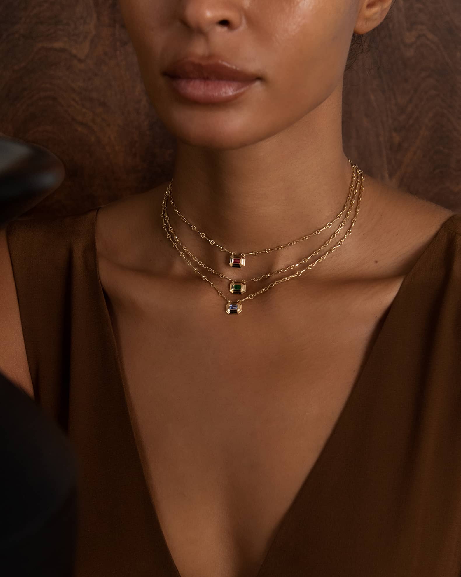 AZLEE Staircase Ruby Handmade Chain Necklace | Neiman Marcus