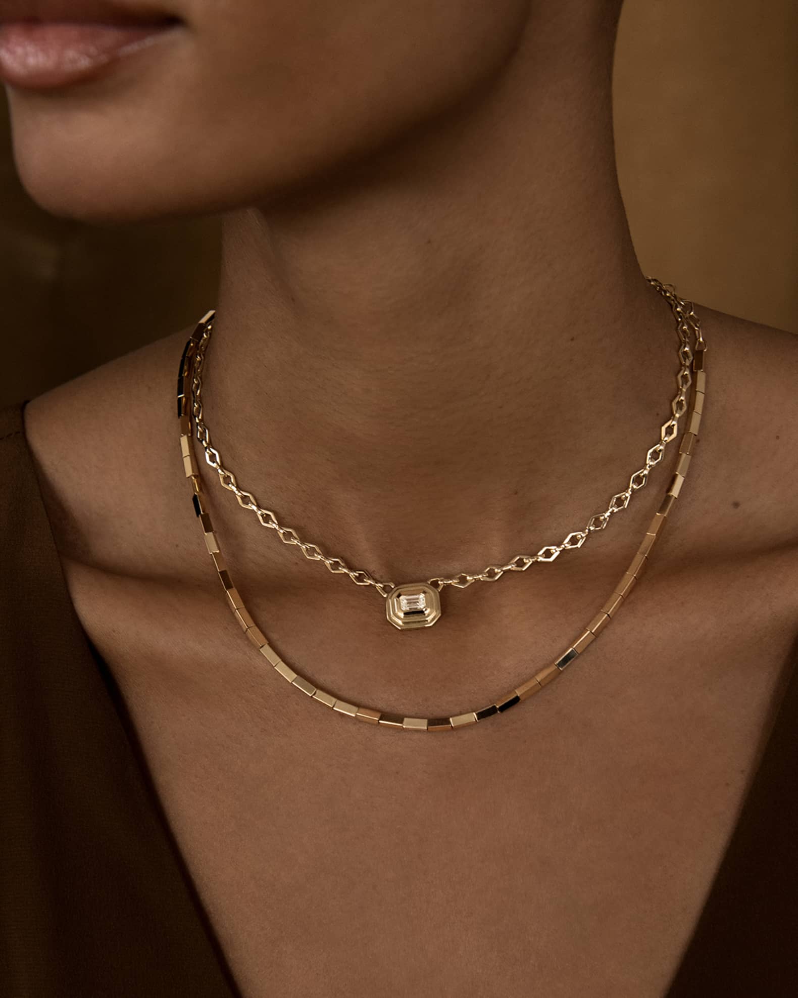 AZLEE Medium Staircase Diamond Chain Necklace | Neiman Marcus