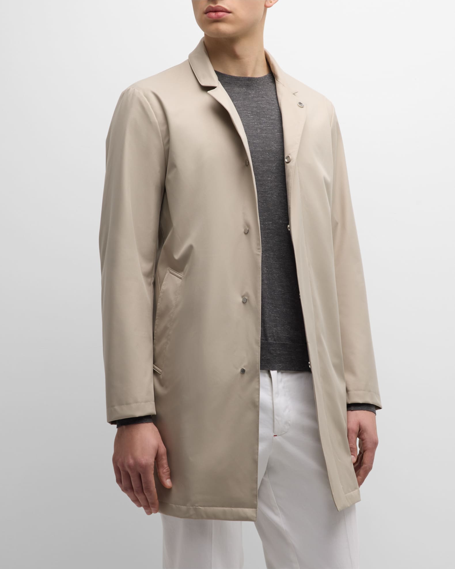 Kiton Men's Nylon Hooded Overcoat | Neiman Marcus